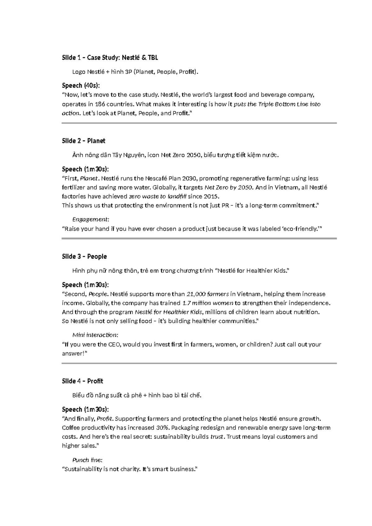Case Study: Nestlé's Triple Bottom Line (TBL) Approach - Midterm ...
