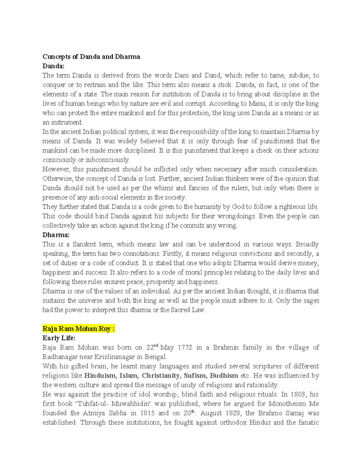 Concepts of Danda and Dharma - Concepts of Danda and Dharma Danda: The ...