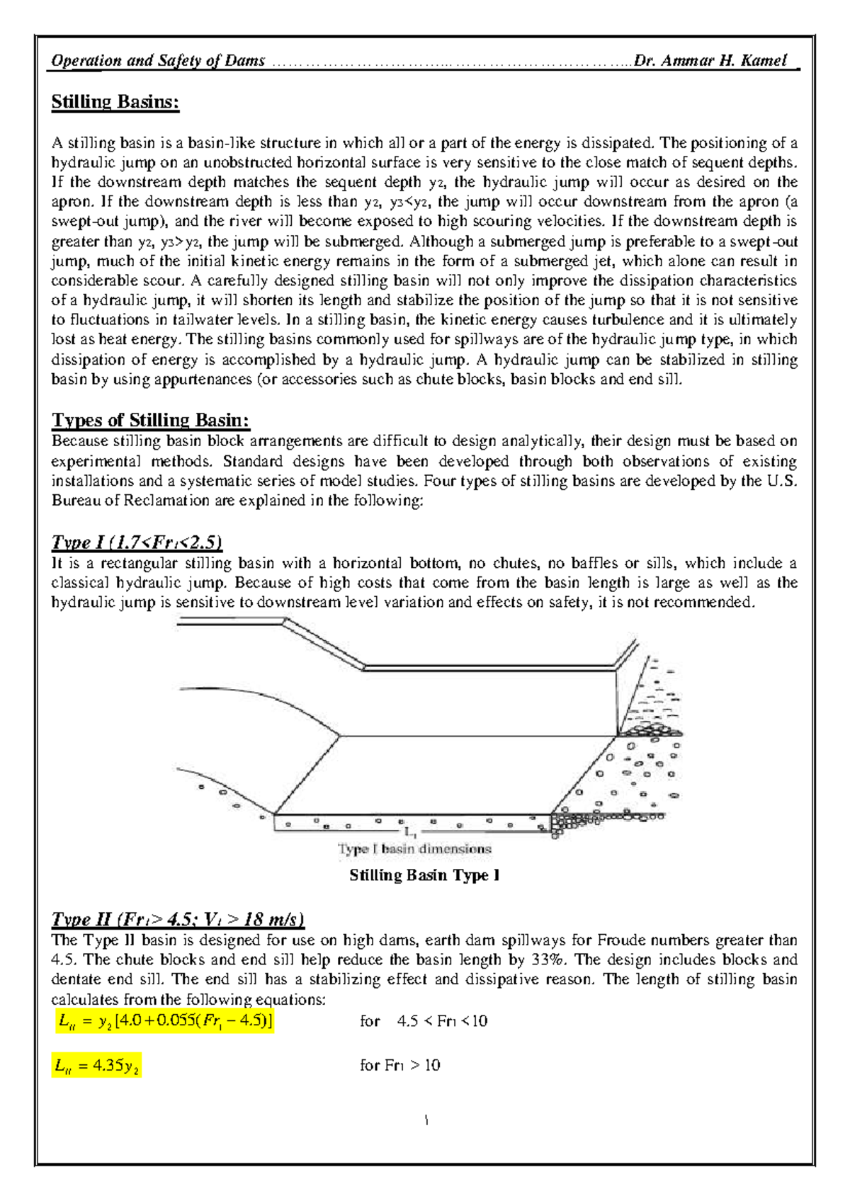 Stilling Basin under gravity dam - Stilling Basins: A stilling basin is ...