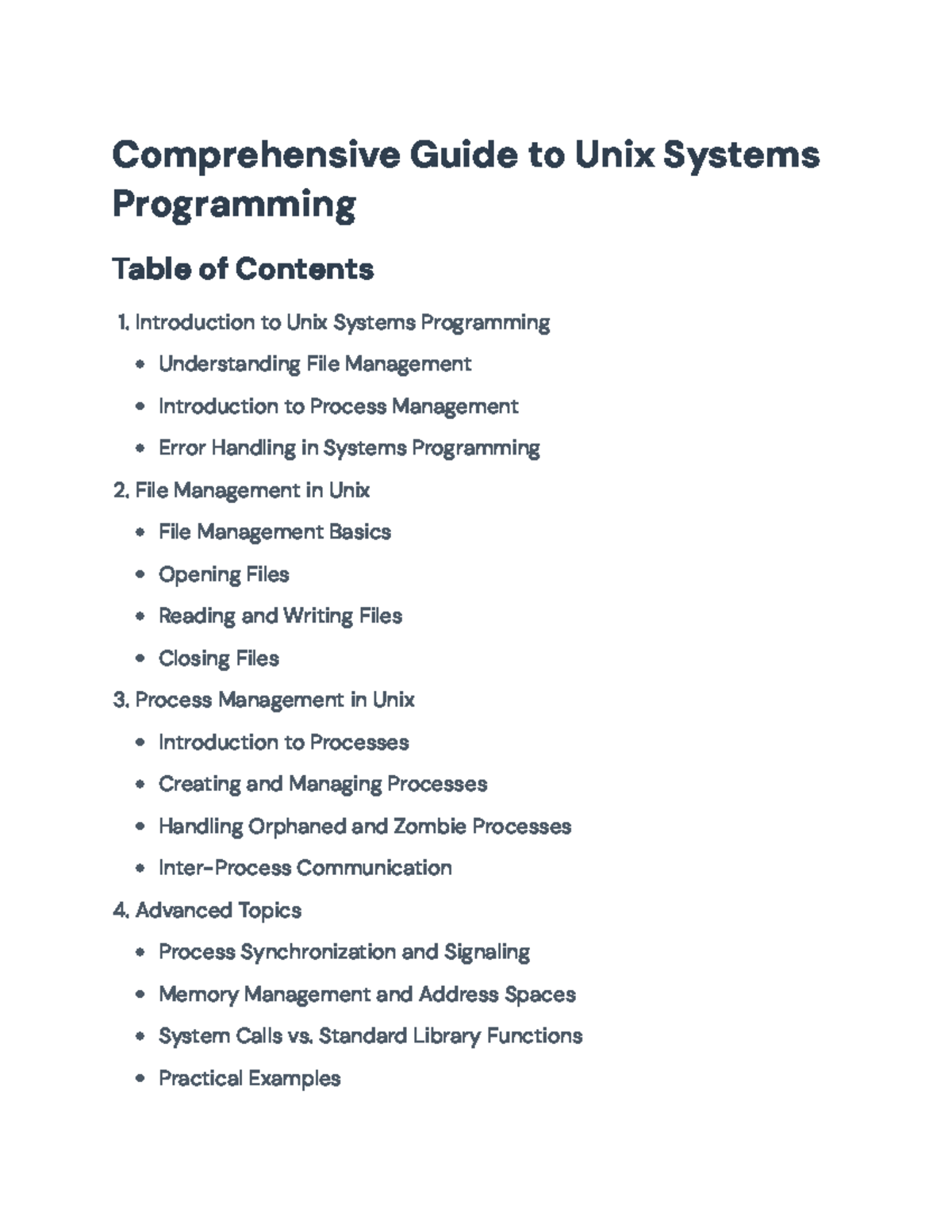 Comprehensive Guide to Unix Systems Programming (CS101) - Comprehensive Guide to Unix Systems ...