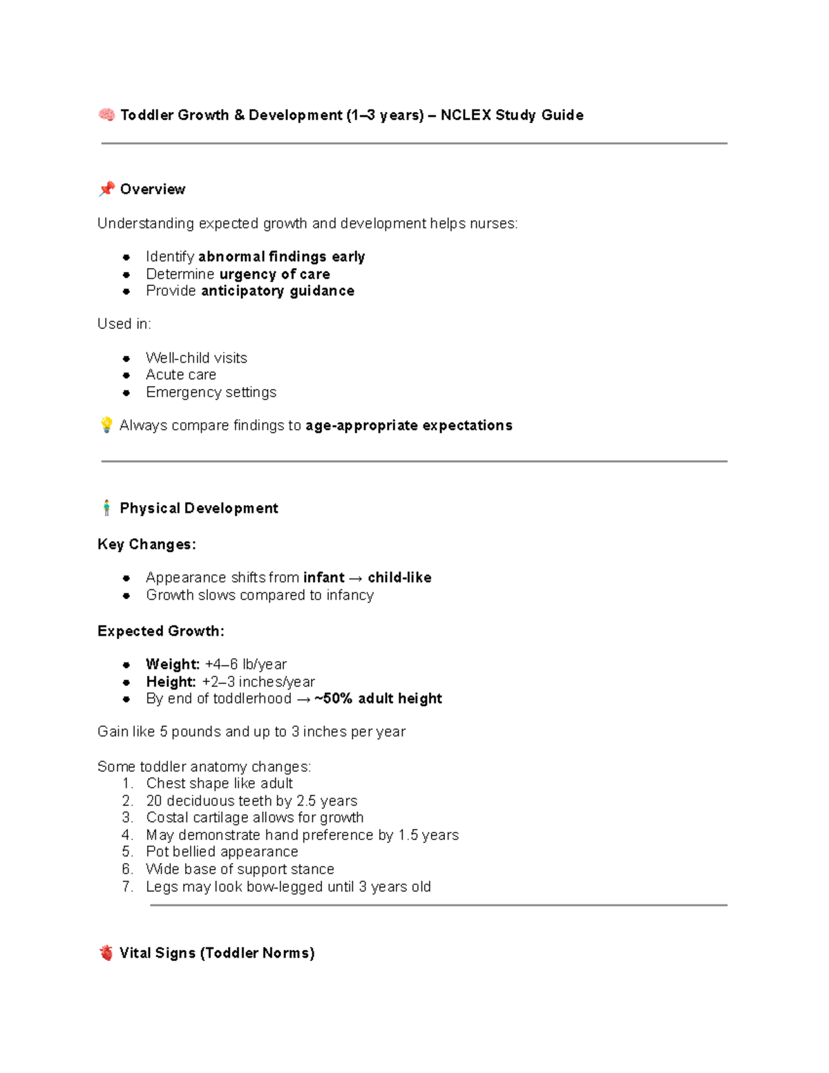 Toddler Growth & Development (1-3 Years) NCLEX Study Guide - Studocu