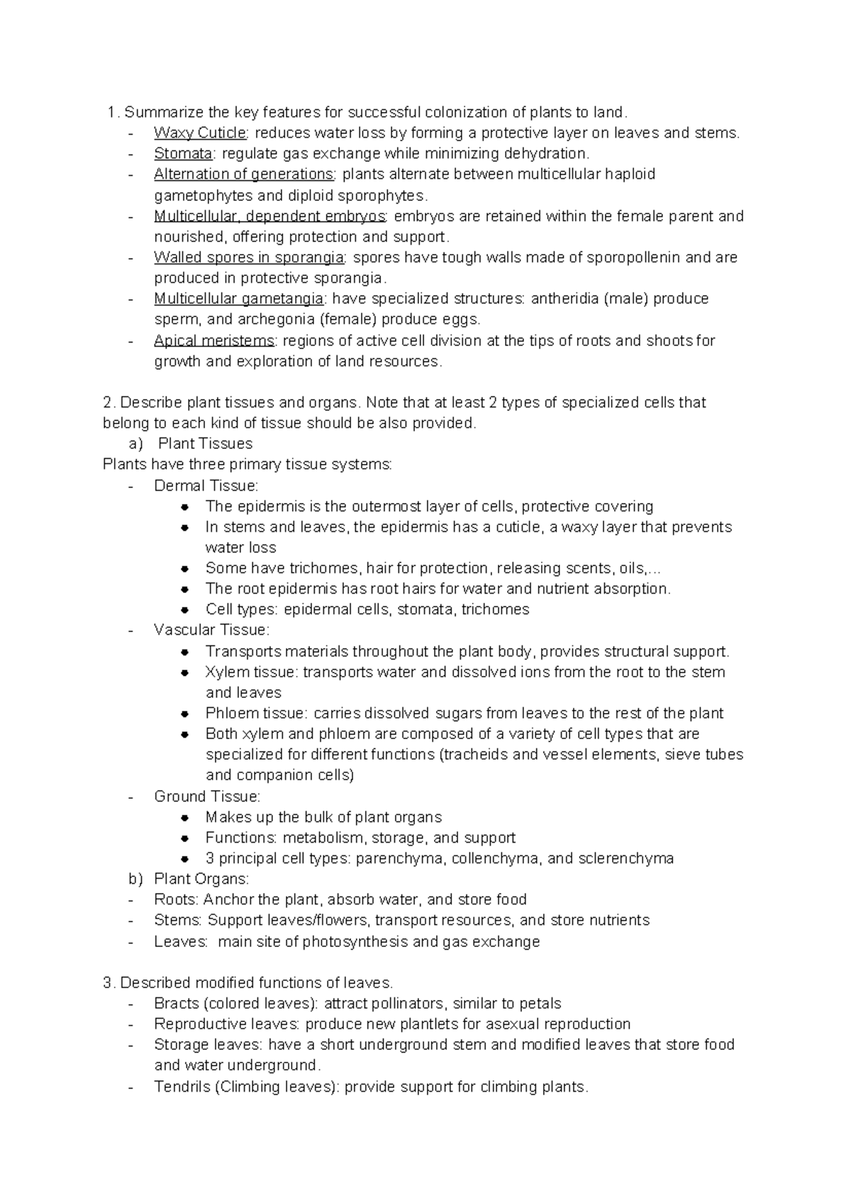 Plant Science: Key Features, Tissues, Organs, and Growth Mechanisms ...