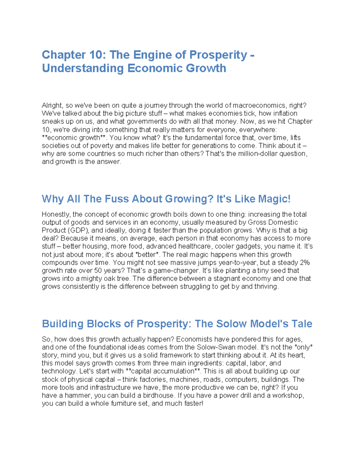 Macroeconomics Chapter 10 Review: Understanding Economic Growth - Studocu