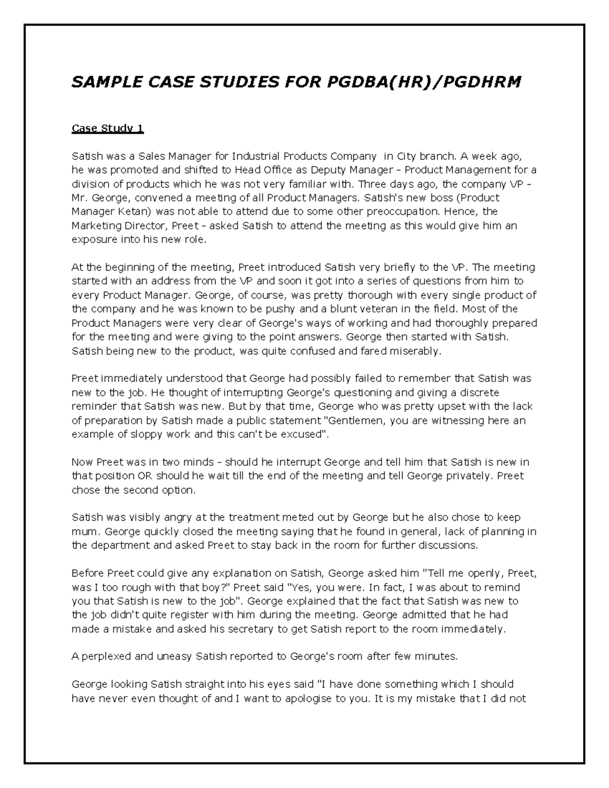 Sample Case Study HRM: Analyzing Employee Interactions and Apologies ...