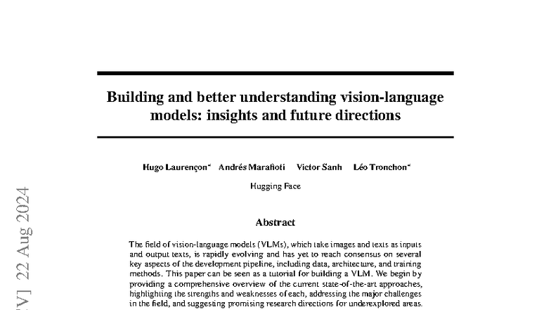Building and Understanding Visual Language Models (VLMs): Insights and Future - Studocu