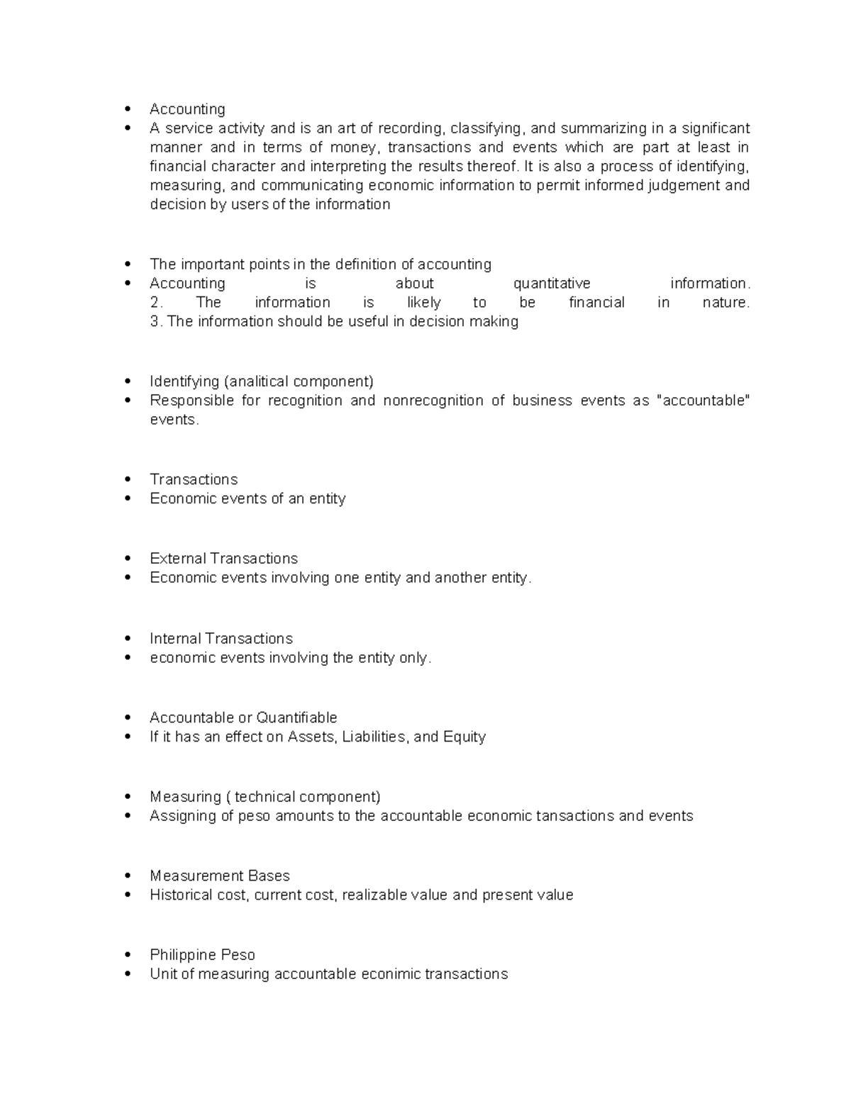Accounting - • A service activity and is an art of recording, classifying, and summarizing - Studocu
