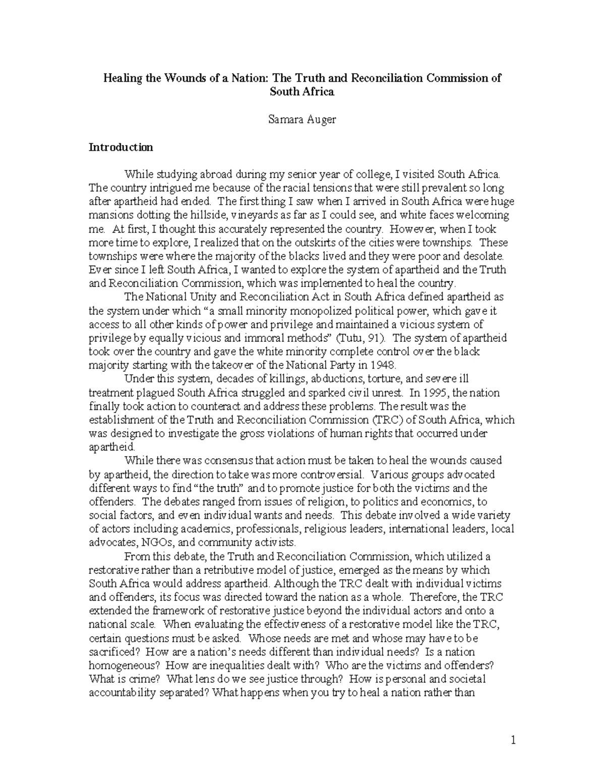 TRC History G12 - Significance and Impact of the Truth and ...