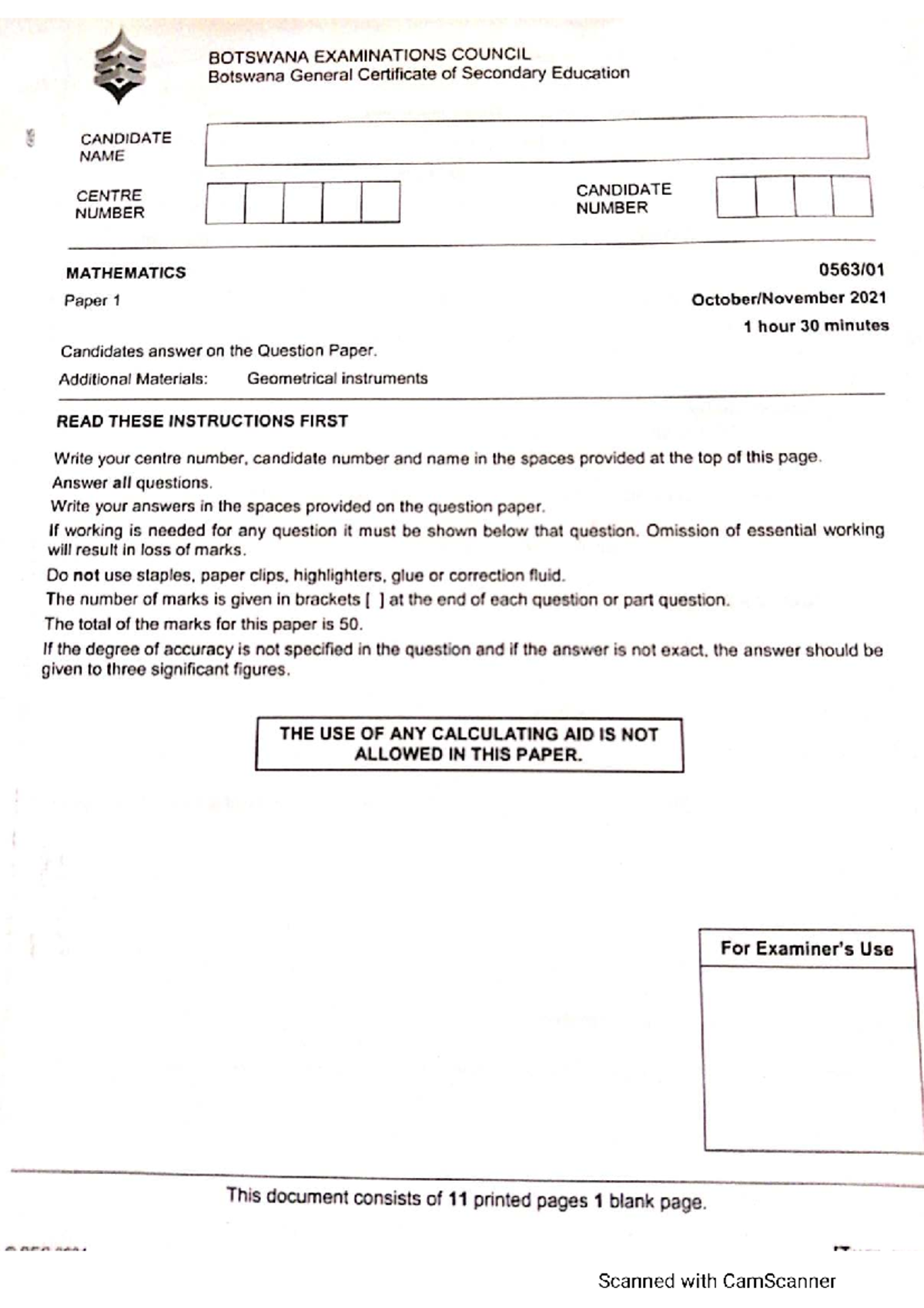 BEC 2021 Mathematics Paper 1 - Hard Exam Questions - Studocu