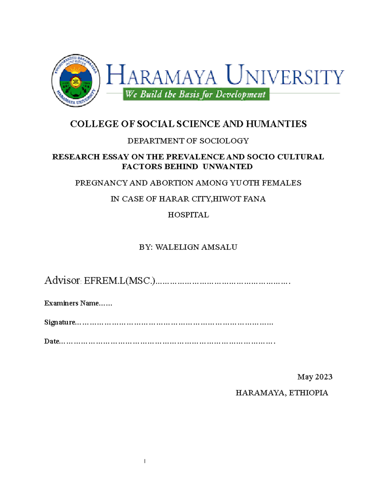 Research Essay on Unwanted Pregnancy & Abortion - SOC 302 Final - Studocu