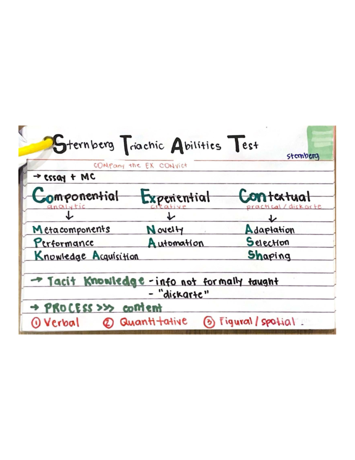 Sternberg Triarchic Abilities Test & Personality Assessment Notes - Studocu