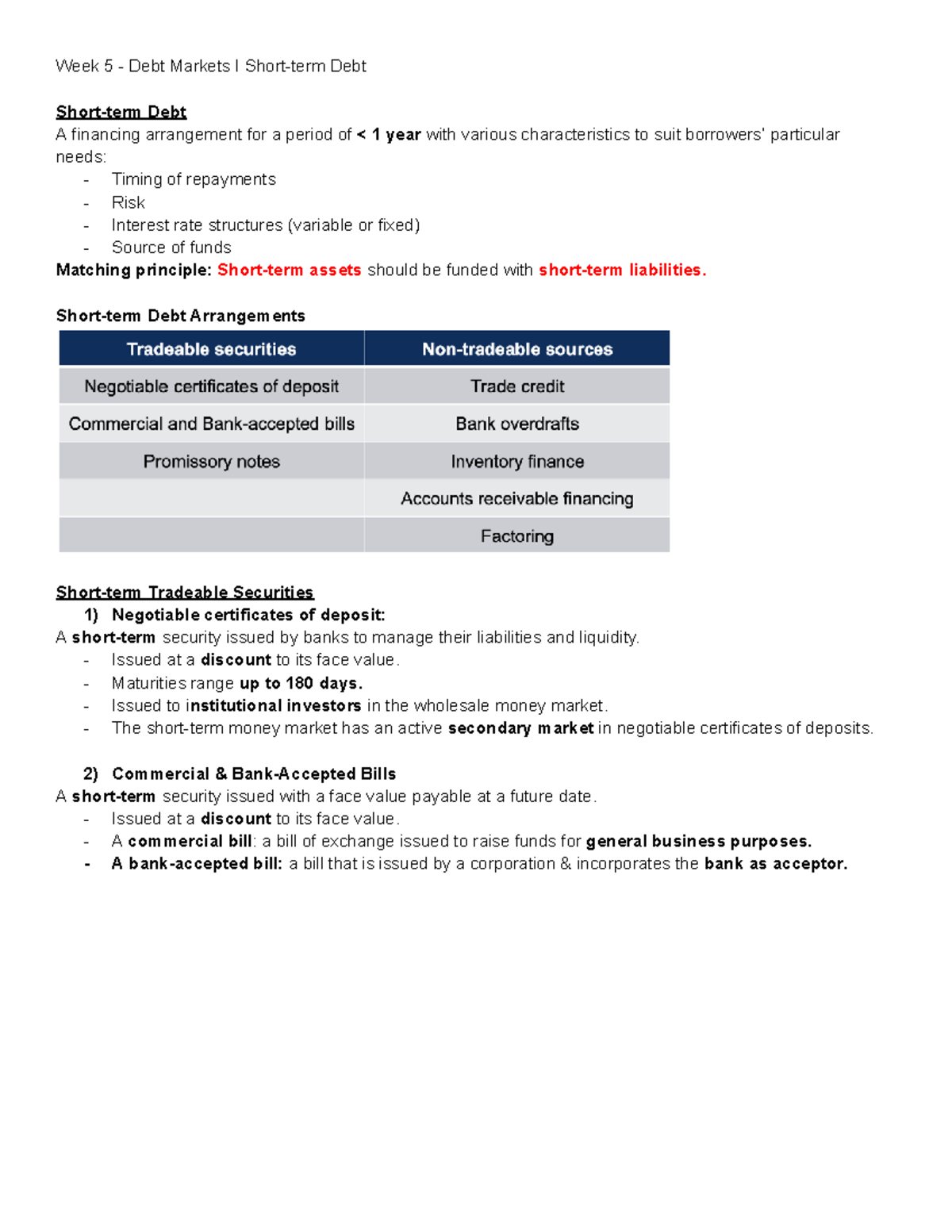 FINS2618 Week 5-9 Debt Markets Overview and Key Concepts - Studocu