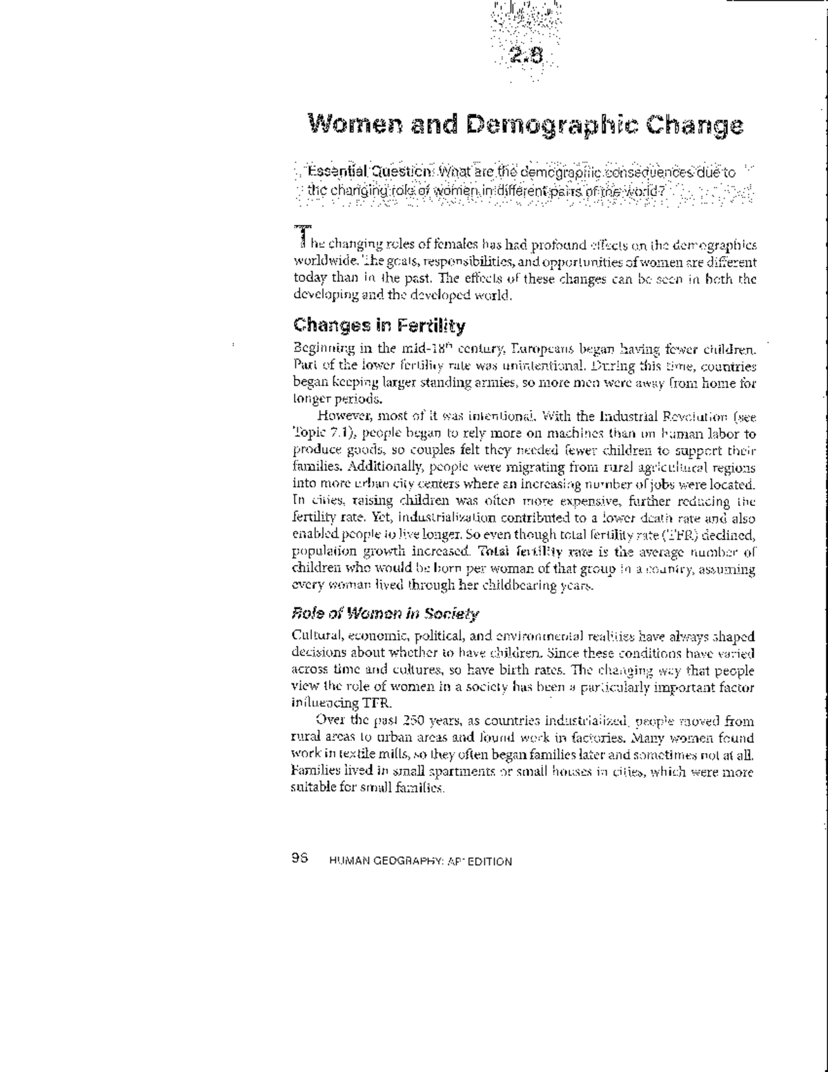 2.8 Women and Demographic Change: Impacts on Fertility Trends - Studocu