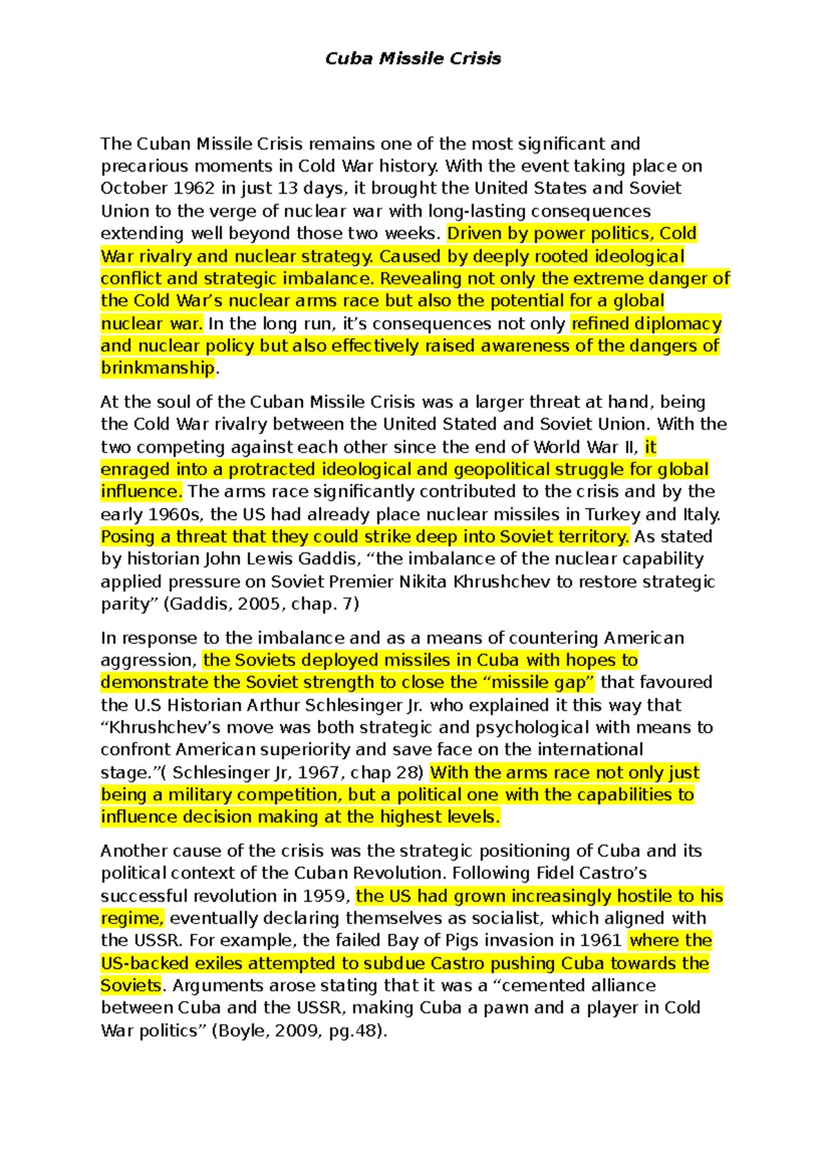 Cuban Missile Crisis: Cold War Tensions and Consequences - Studocu