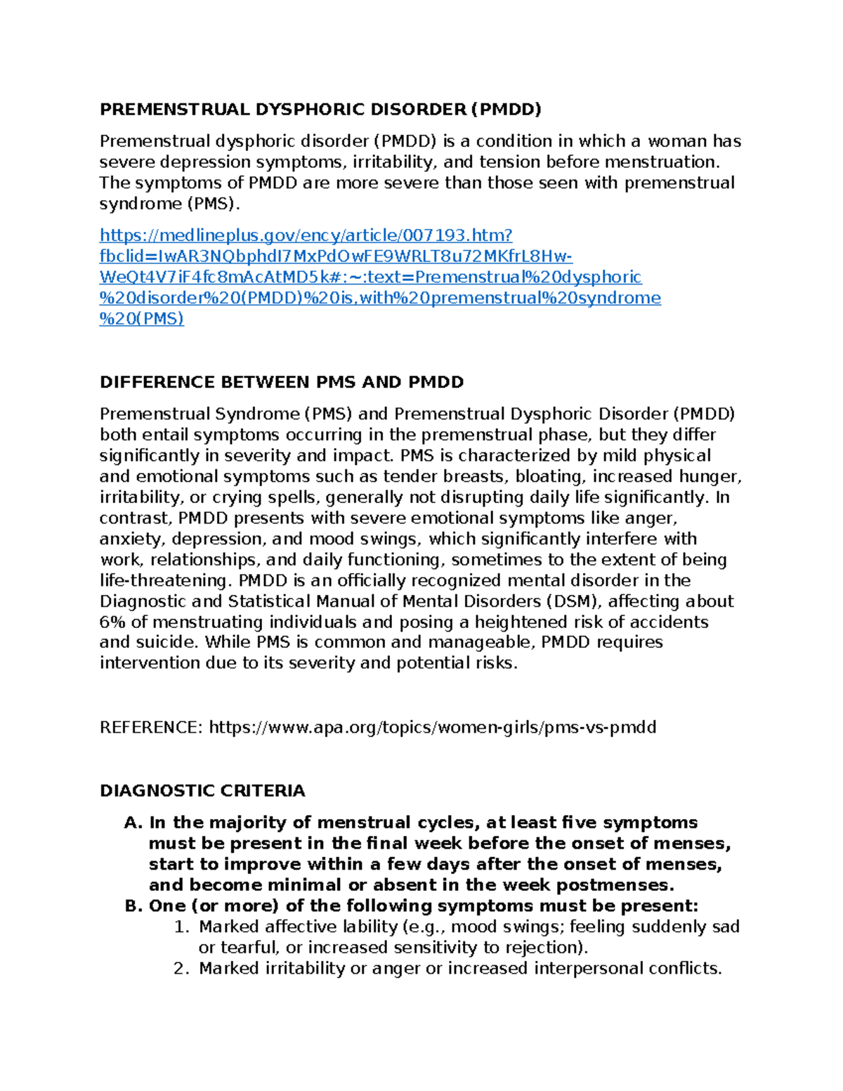 PMDD: Understanding Premenstrual Dysphoric Disorder and Its Management ...