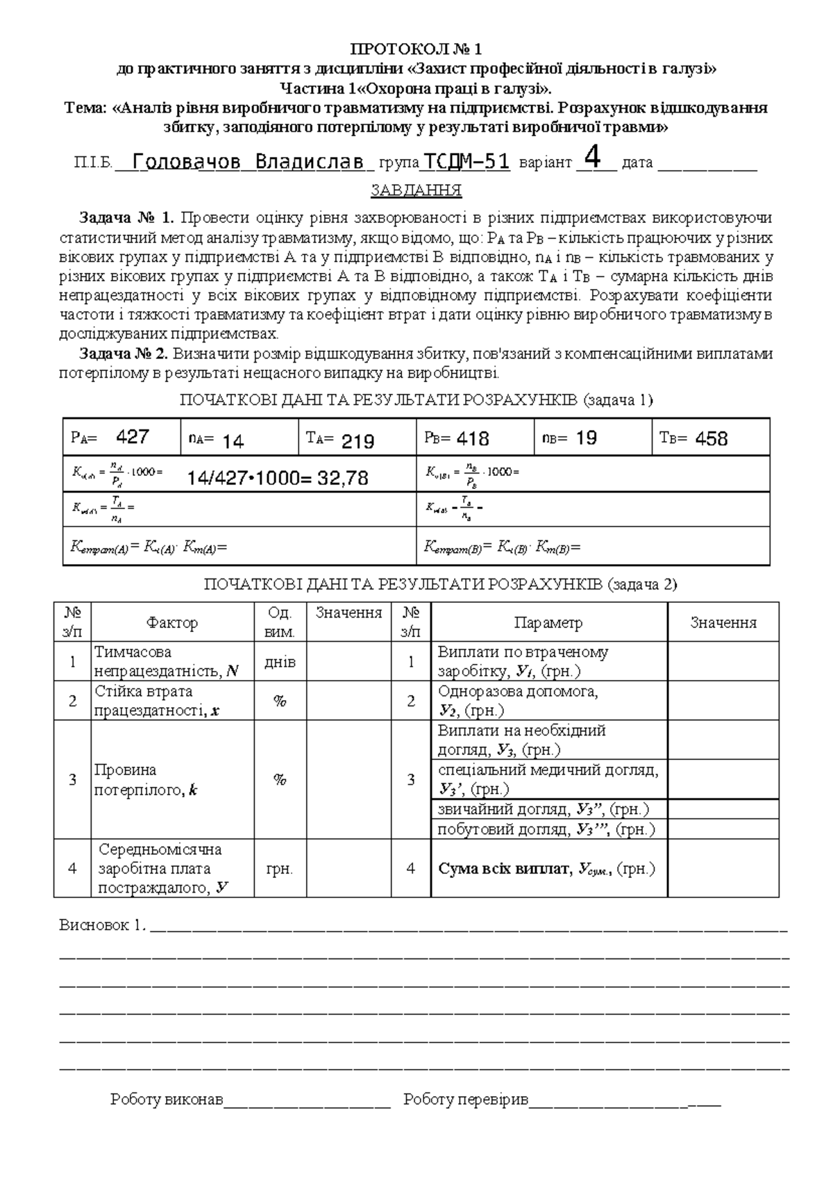 Протокол 1 до практичного заняття з професійної діяльності: Виробничий ...