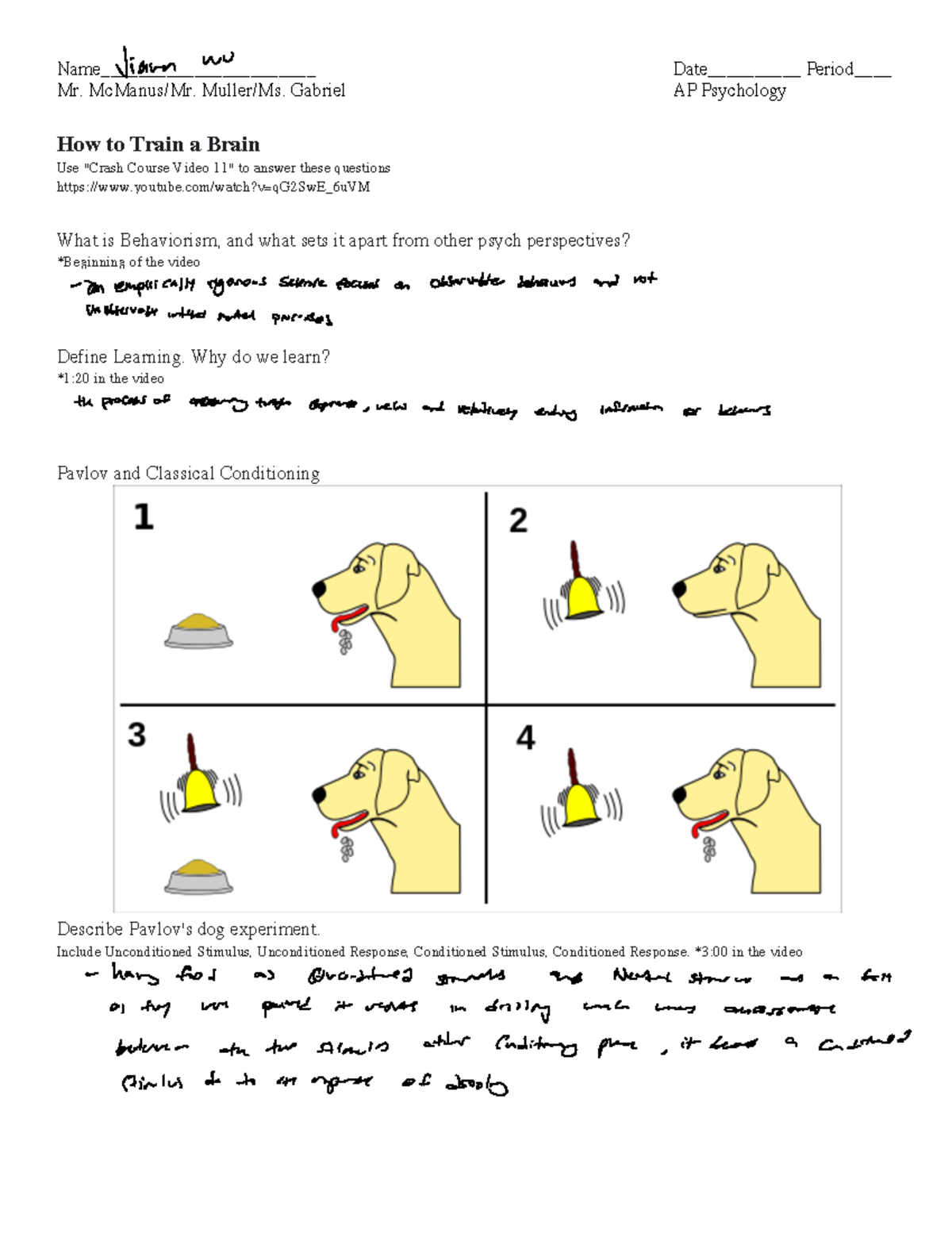 AP Psychology: Crash Course on Learning and Behaviorism Concepts - Studocu