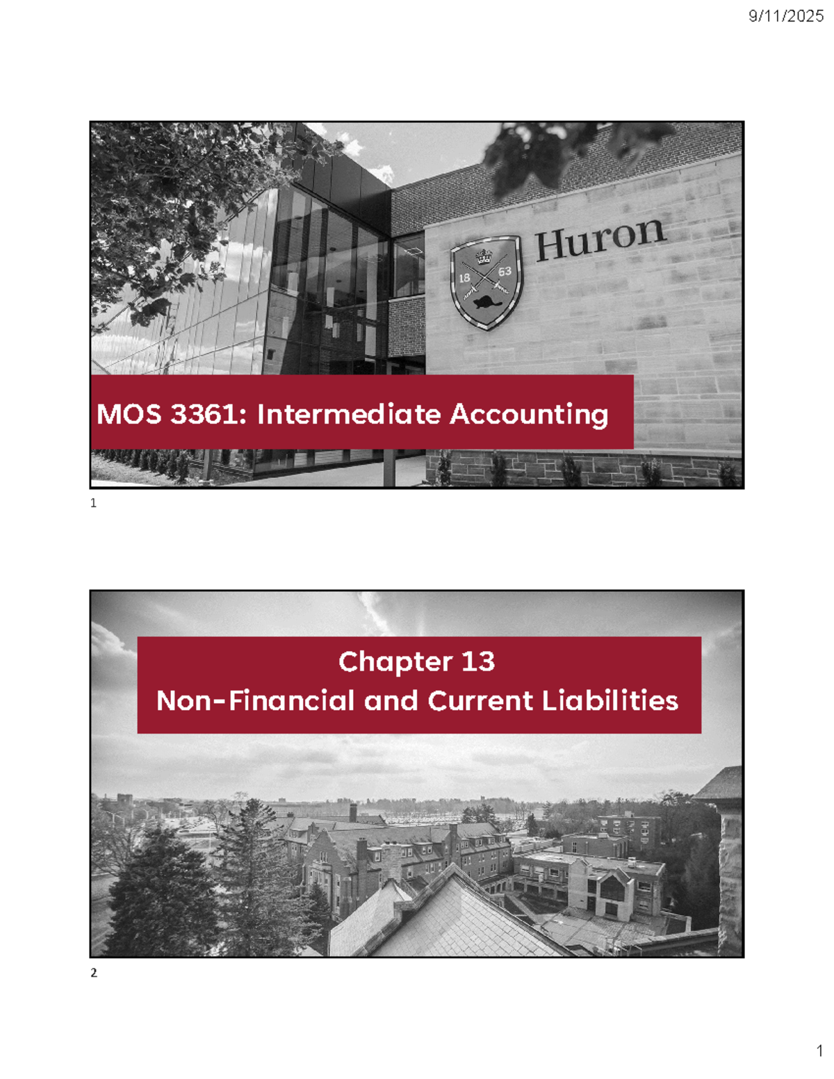 MOS 3361: Intermediate Accounting 1 - Chapter 13 Current Liabilities ...