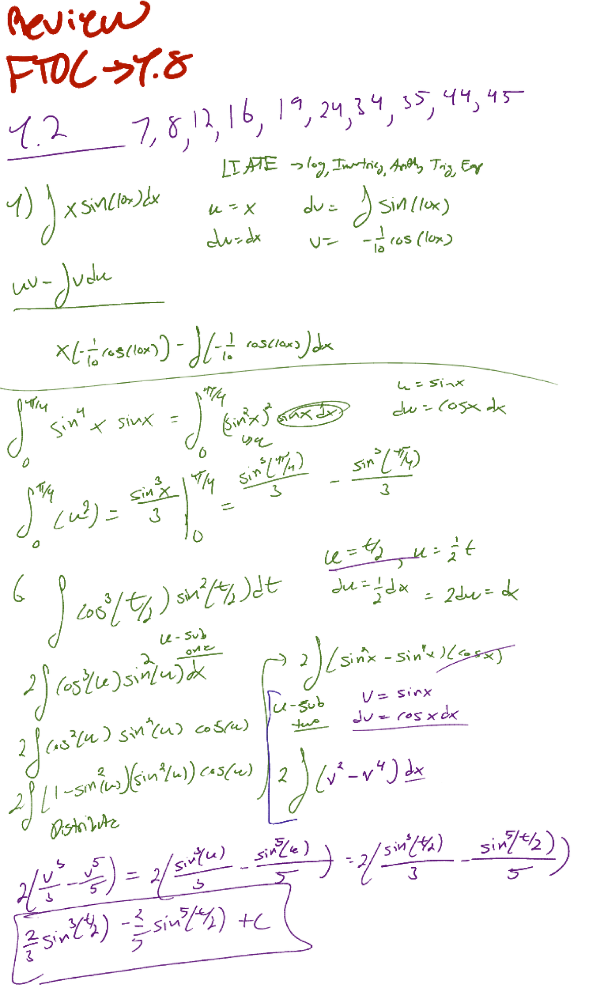 CALC 2 Review Notes: Antiderivatives & Integration Techniques - Studocu