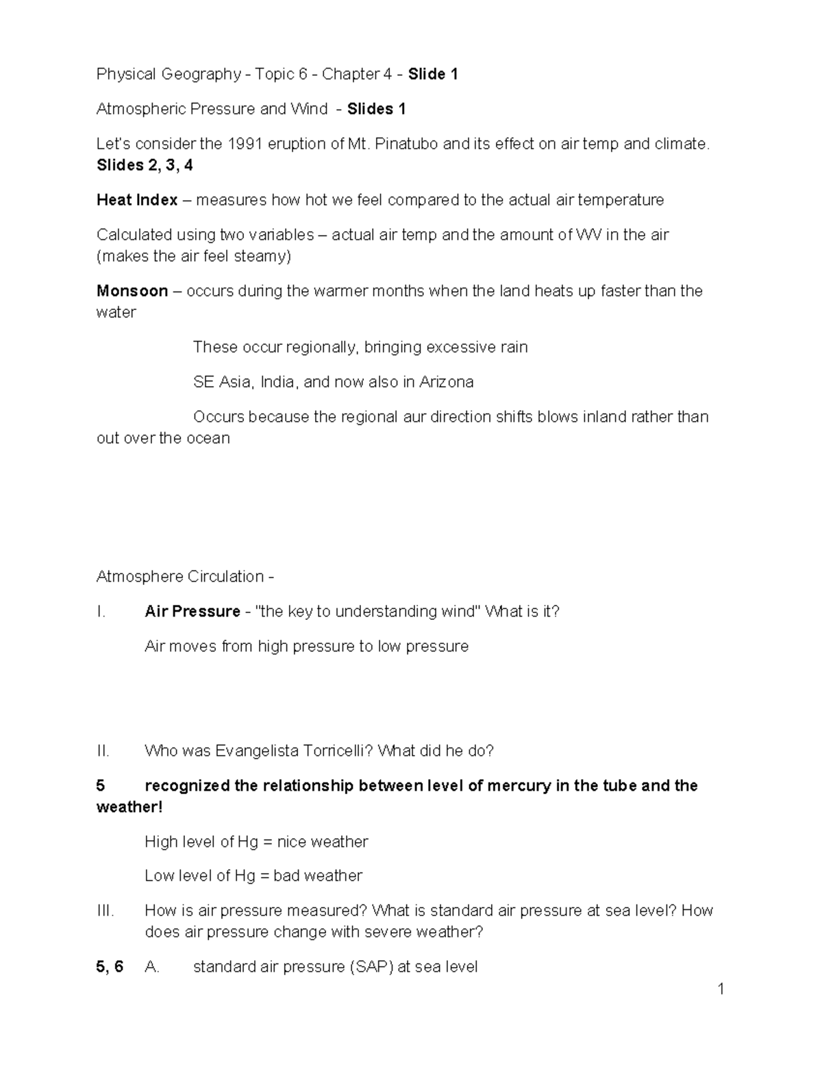 Physical Geography (Course Code): Chapter 4 - Atmospheric Pressure ...