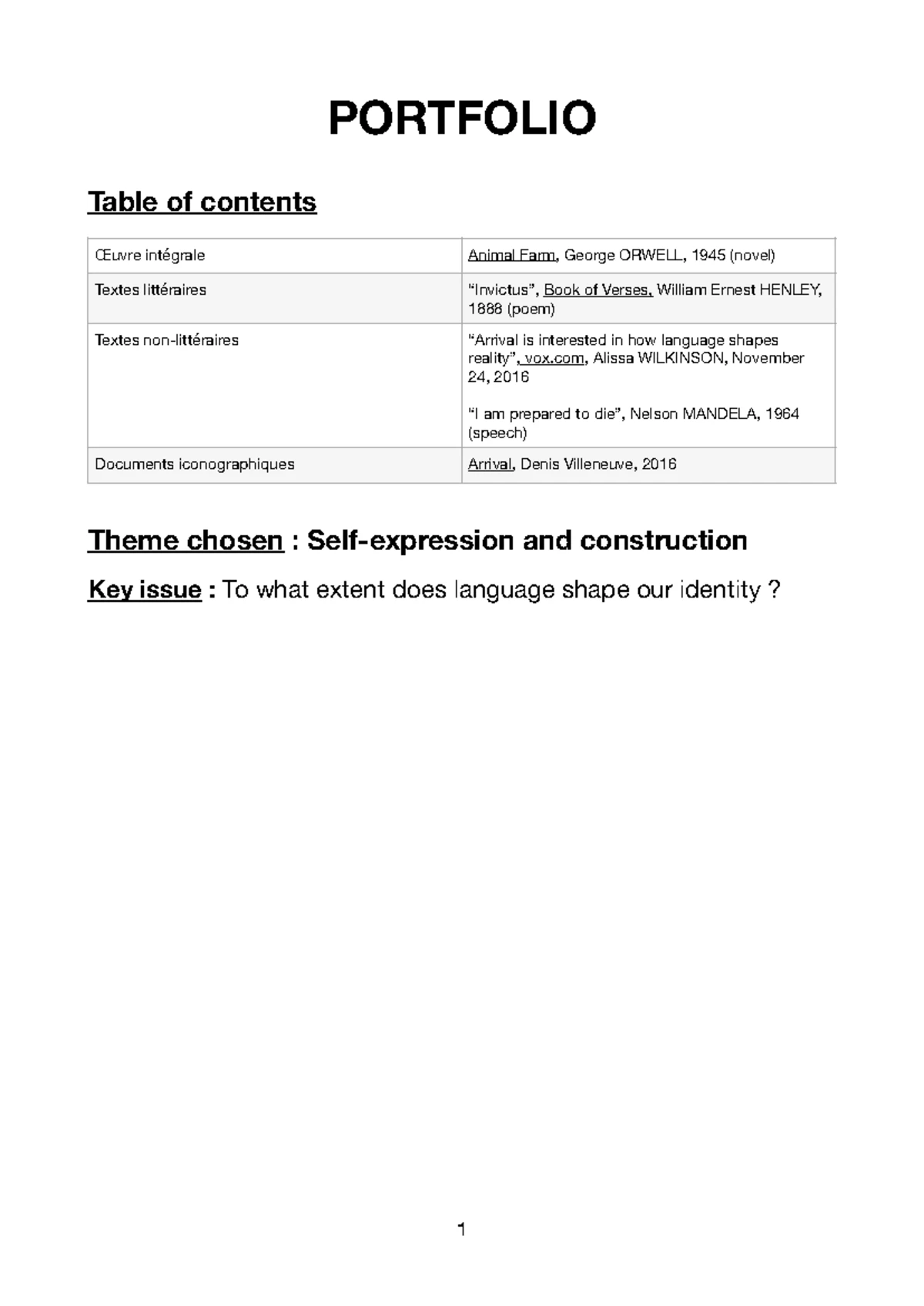 Portfolio - Oral de fin d’année sur la spécialité LLCER anglais ...