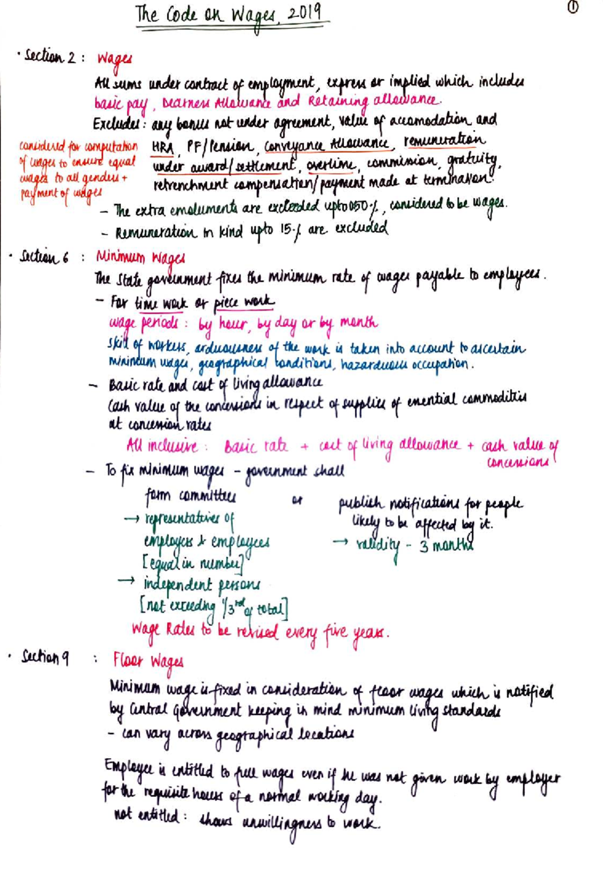 Code on wages notes KAN-2011: Key provisions and guidelines - Studocu