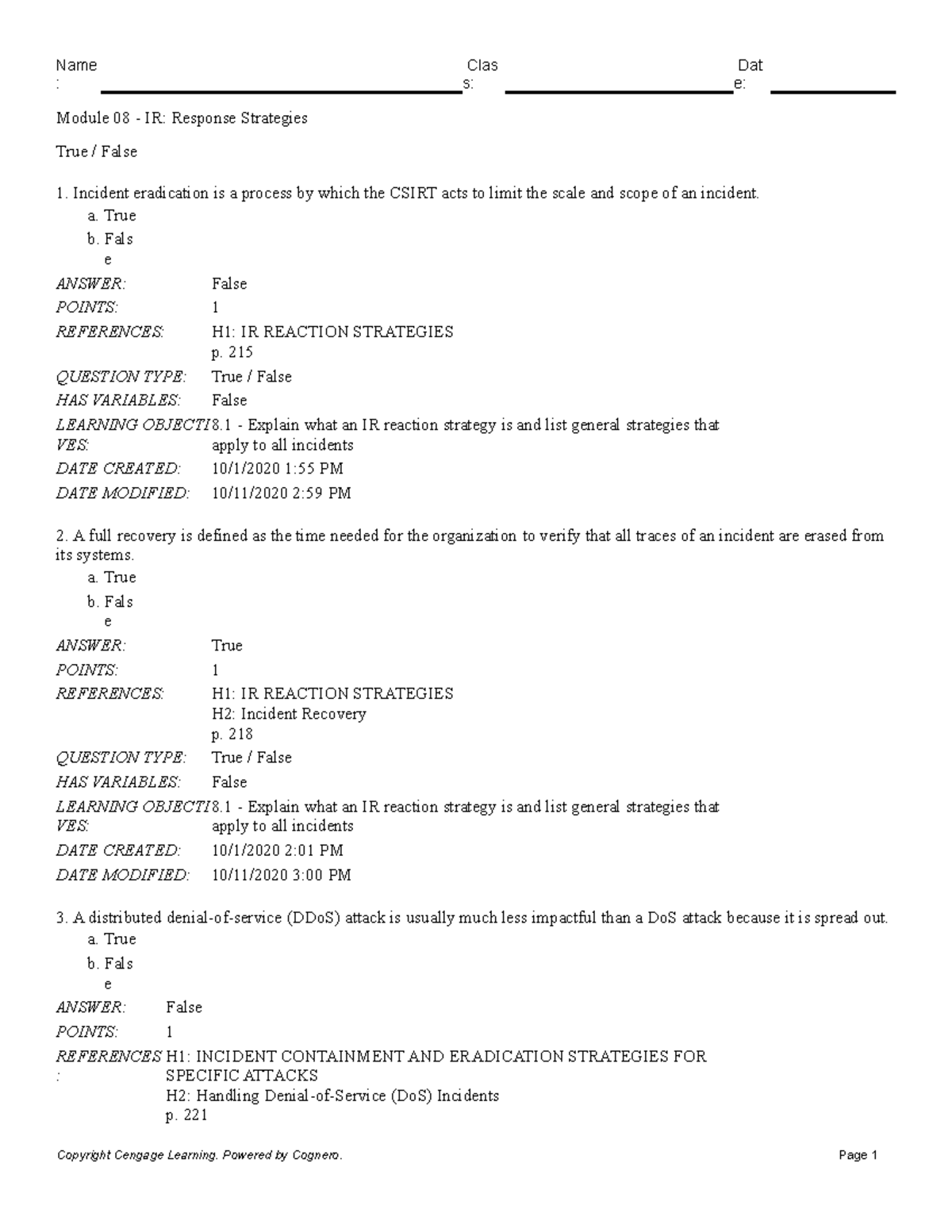 Module 08 IR: Comprehensive Response Strategies Overview - Studocu