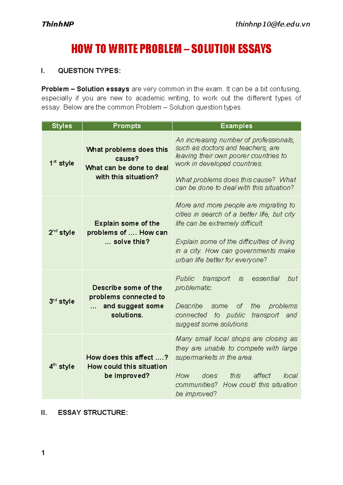 Effective Strategies for Writing Problem-Solution Essays (Course Code ...