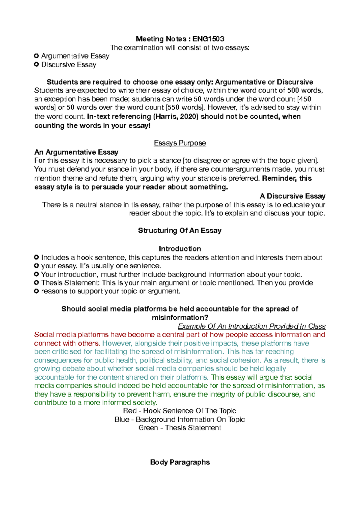 ENG1503 Final Exam Essay Prep Notes 2023 - Studocu