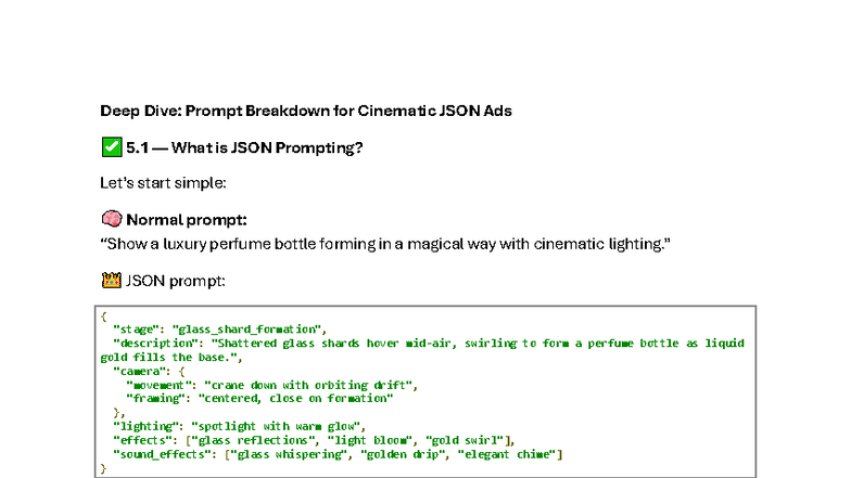CIN 5.1: JSON Prompt Breakdown for Cinematic Ads - A Deep Dive - Studocu