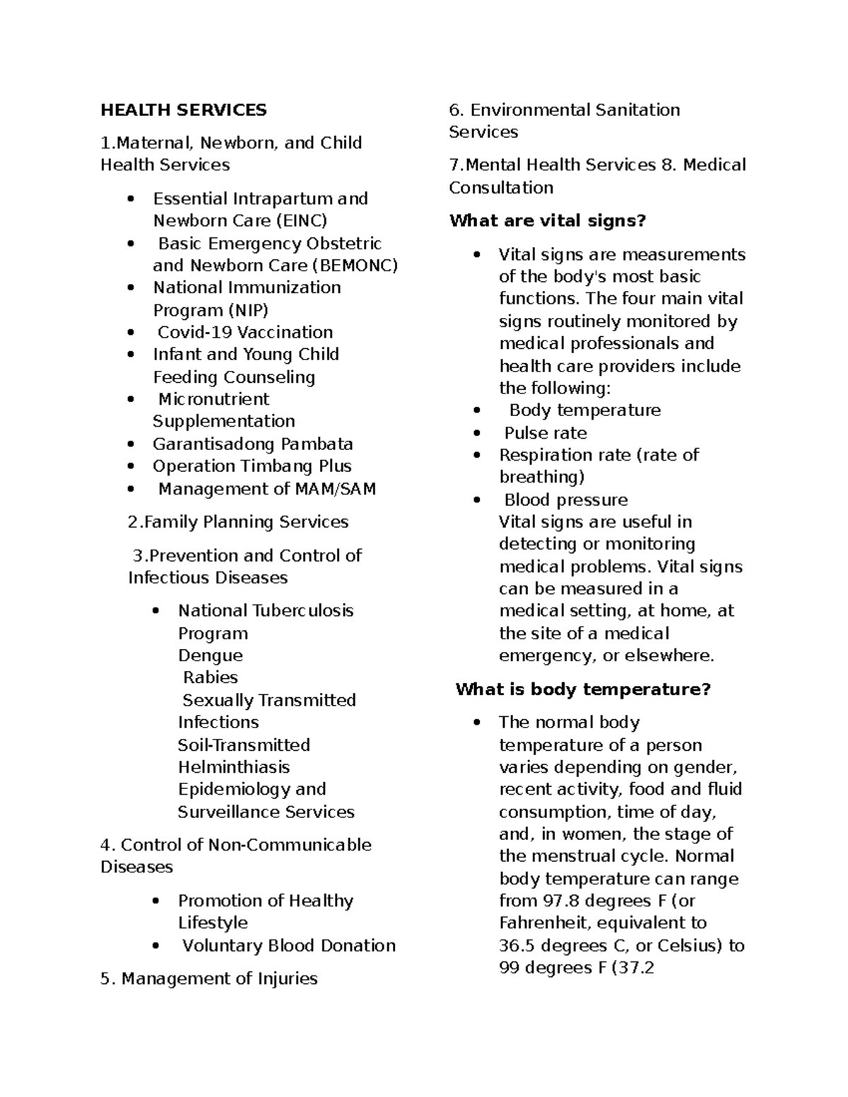 HEALTH SERVICES 1: Maternal, Newborn, and Child Health Overview - Studocu