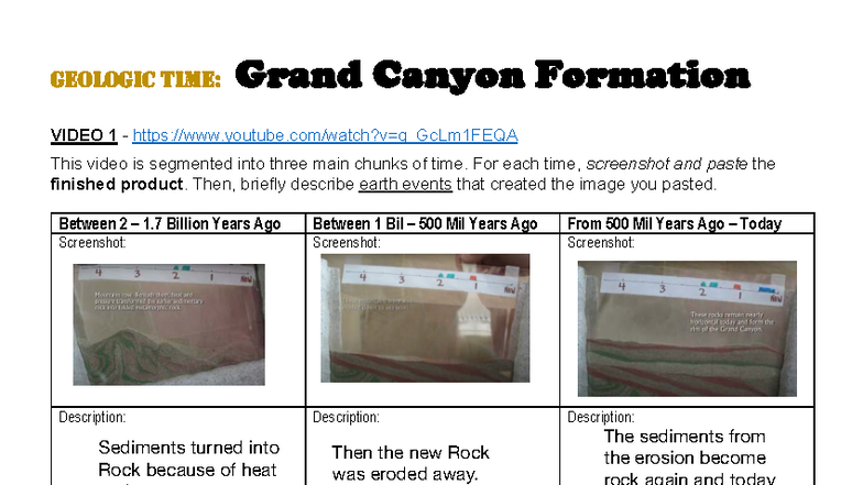 Geologic Time: Grand Canyon Formation & Erosion Analysis HW 5.2 - Studocu