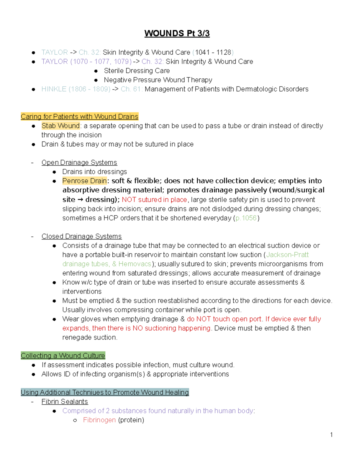 N11 Wounds Notes - Part 3: Key Concepts for Exam #3 Preparation - Studocu