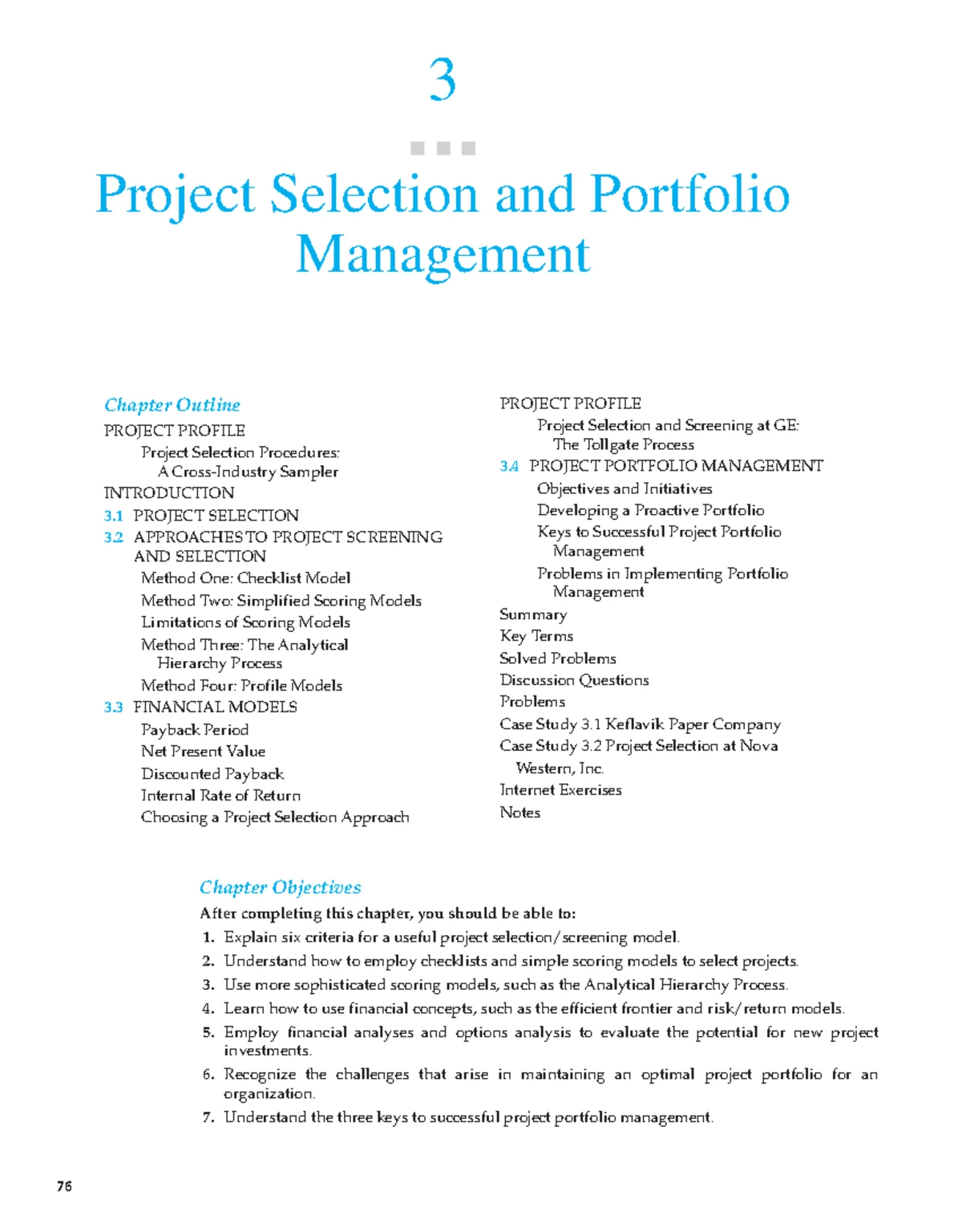 Chapter 3 Project Selection and Portfolio Management - Solved Problems ...