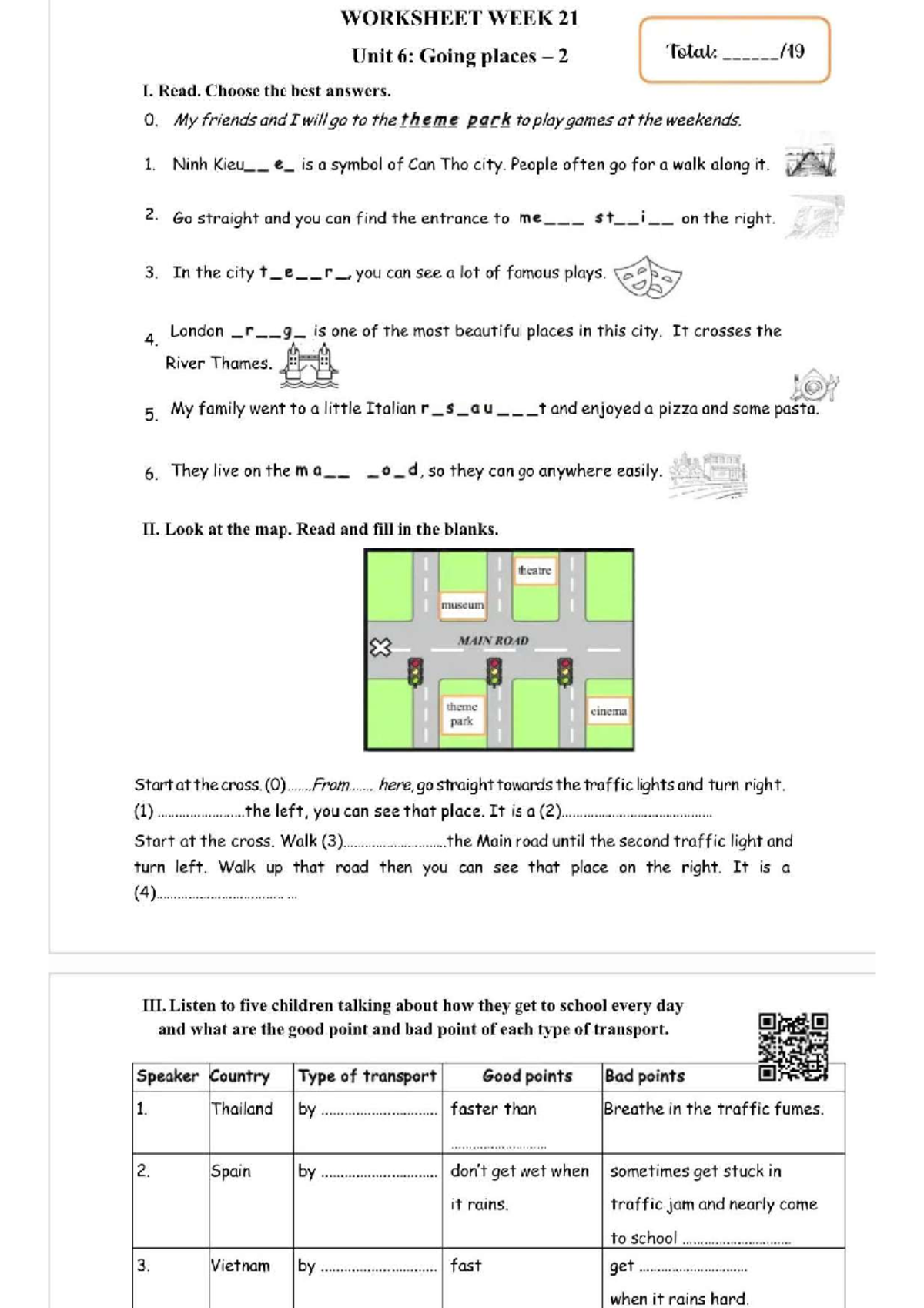 WEEK 21 Worksheet: Unit 6 - Going Places 2 Activities - Studocu