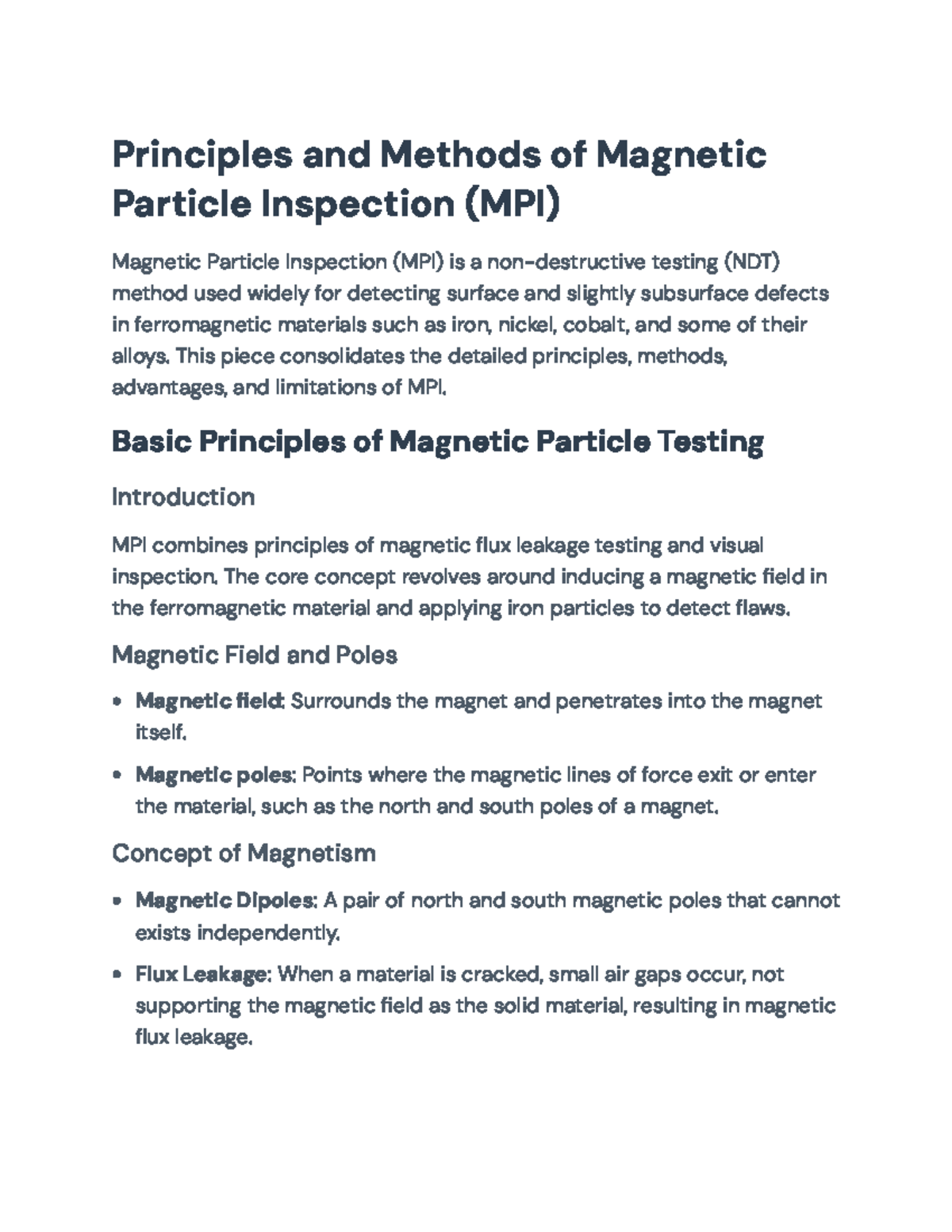 Magnetic Particle Inspection (MPI) Principles and Methods Overview ...