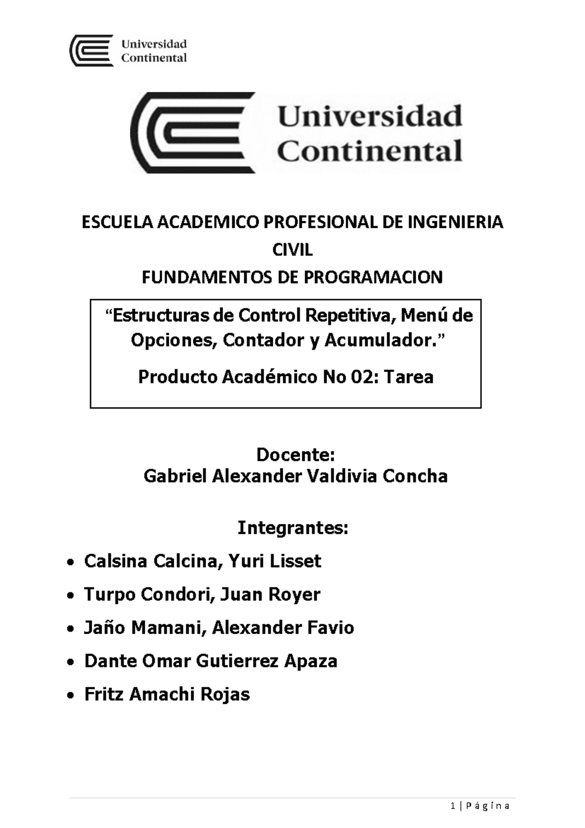 FUNDAMENTOS DE PROGRAMACIÓN - TAREA DOCENTE PA02 - Grupo A - Studocu