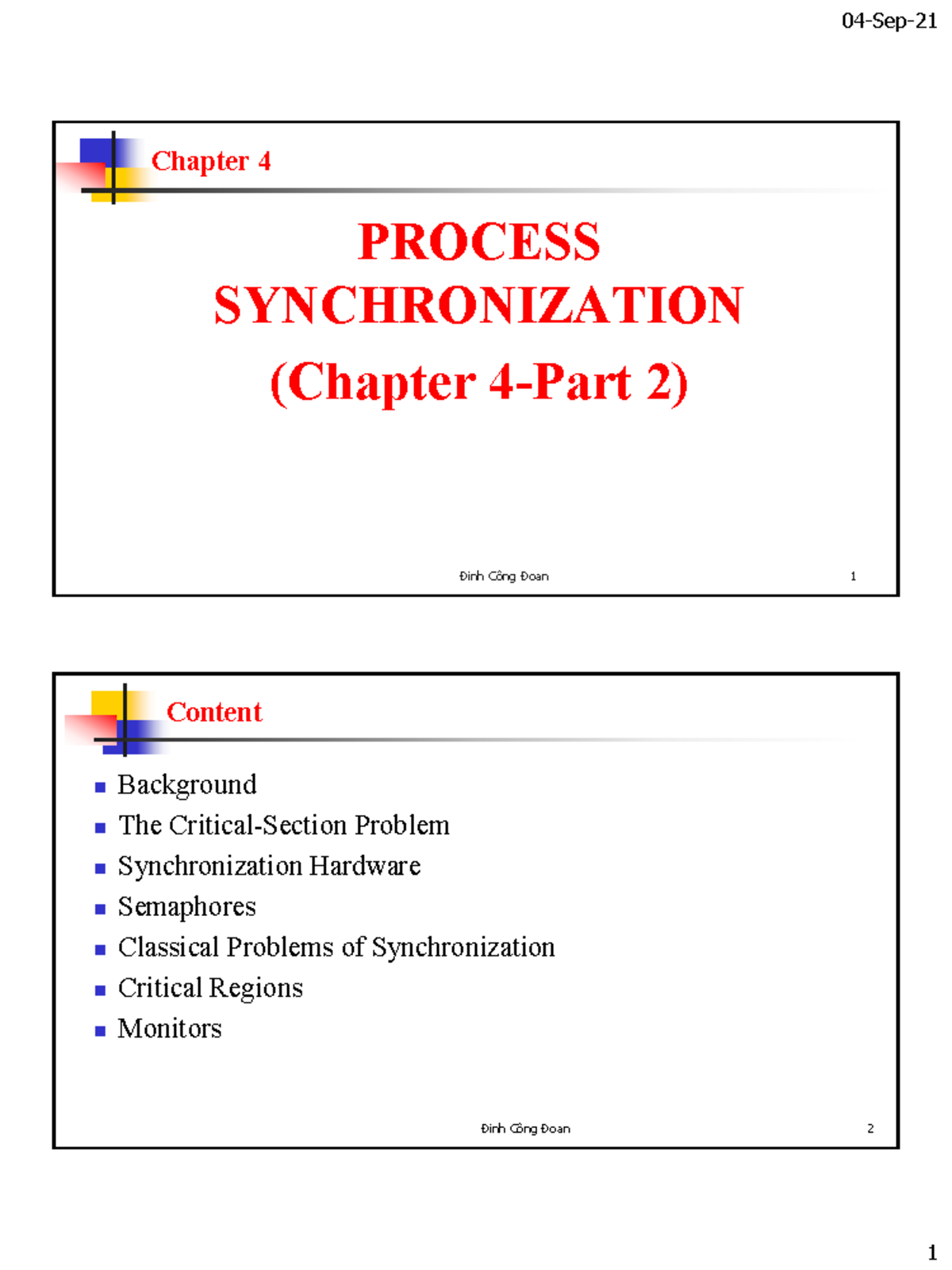 OS - Chapter 4: Process Synchronization and Critical Sections - Studocu