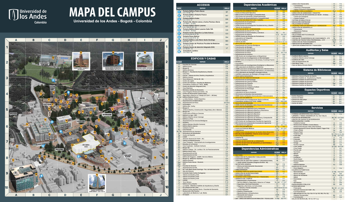 Mapa uniandes 2019 - mapa - Facultad de Ciencias Edificio Aulas Bloque ...