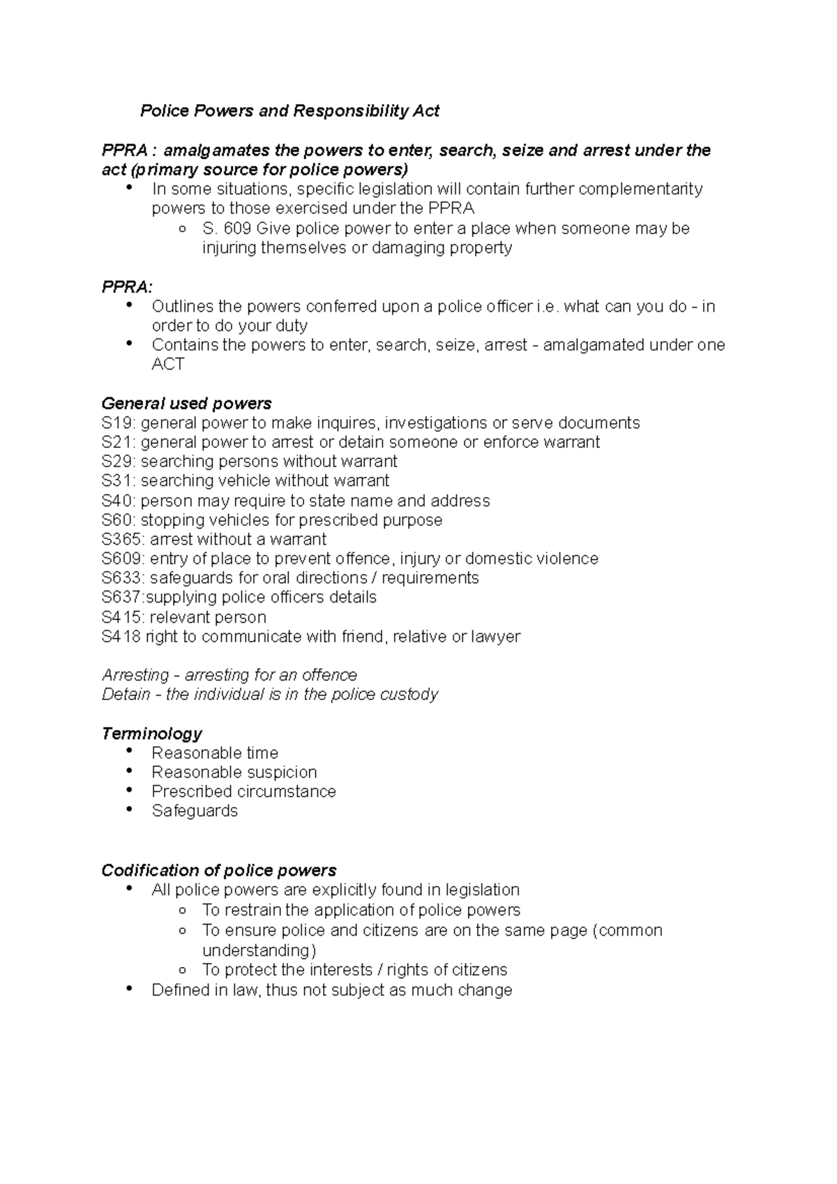 PPRA Overview: Key Police Powers & Responsibilities Explained - Studocu