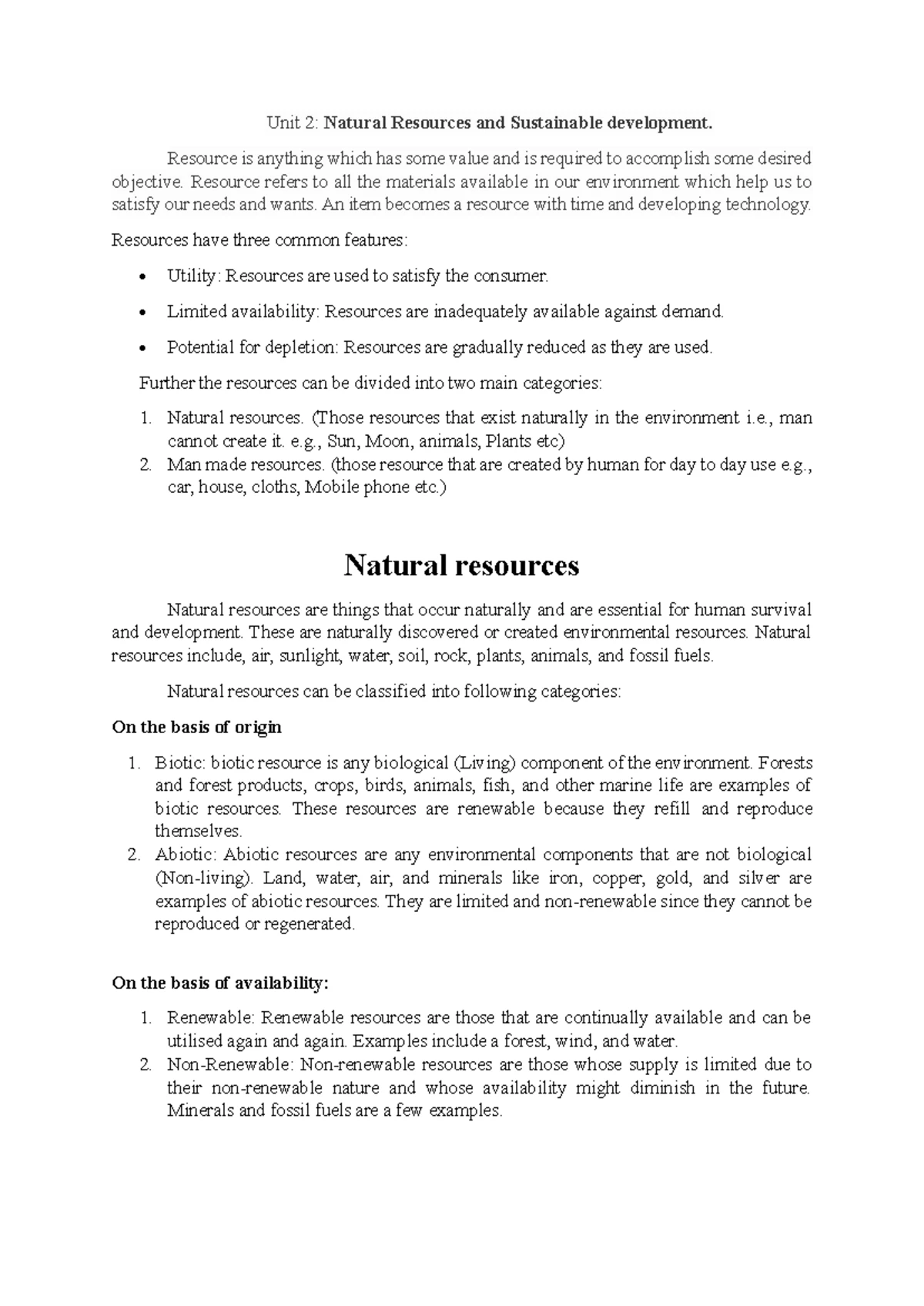 EVS Module 1 (Part 2) - Notes on Natural Resources & Sustainability ...