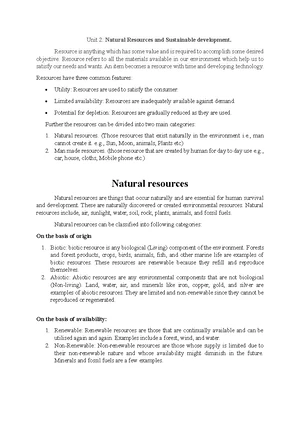 EVS Module 1 (Part 2) - Notes on Natural Resources & Sustainability ...