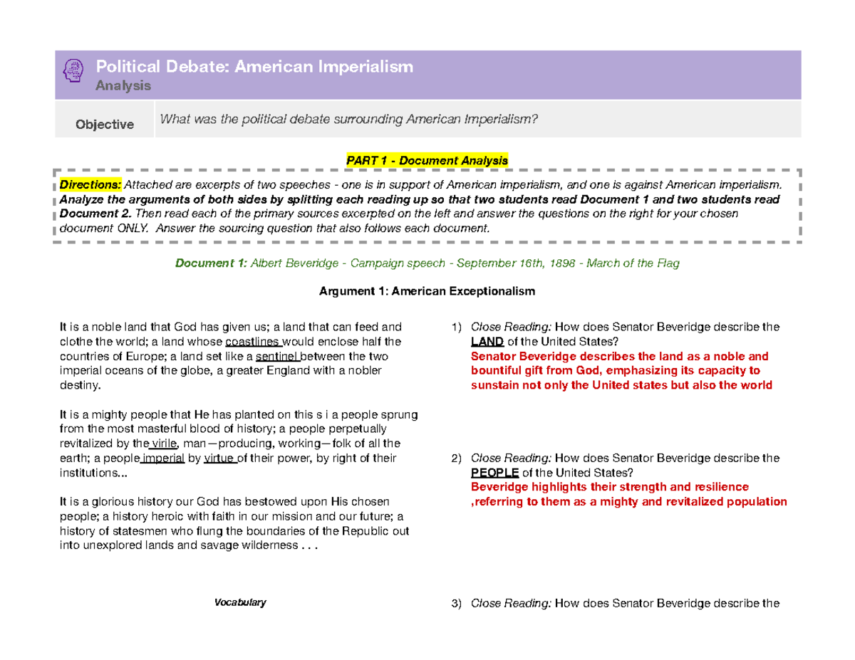 Copy of Student Analysis American Imperialism Debate - Google Docs ...