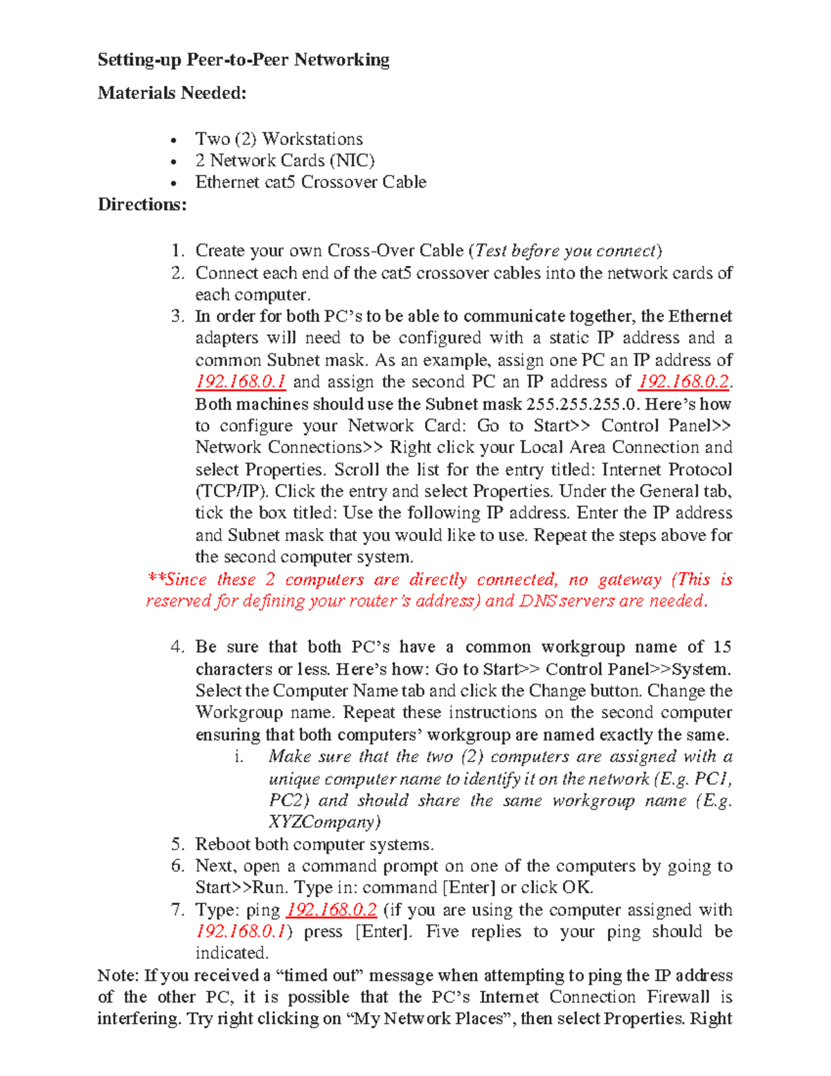 Setting up P2P Networking - Step-by-Step Guide - Studocu