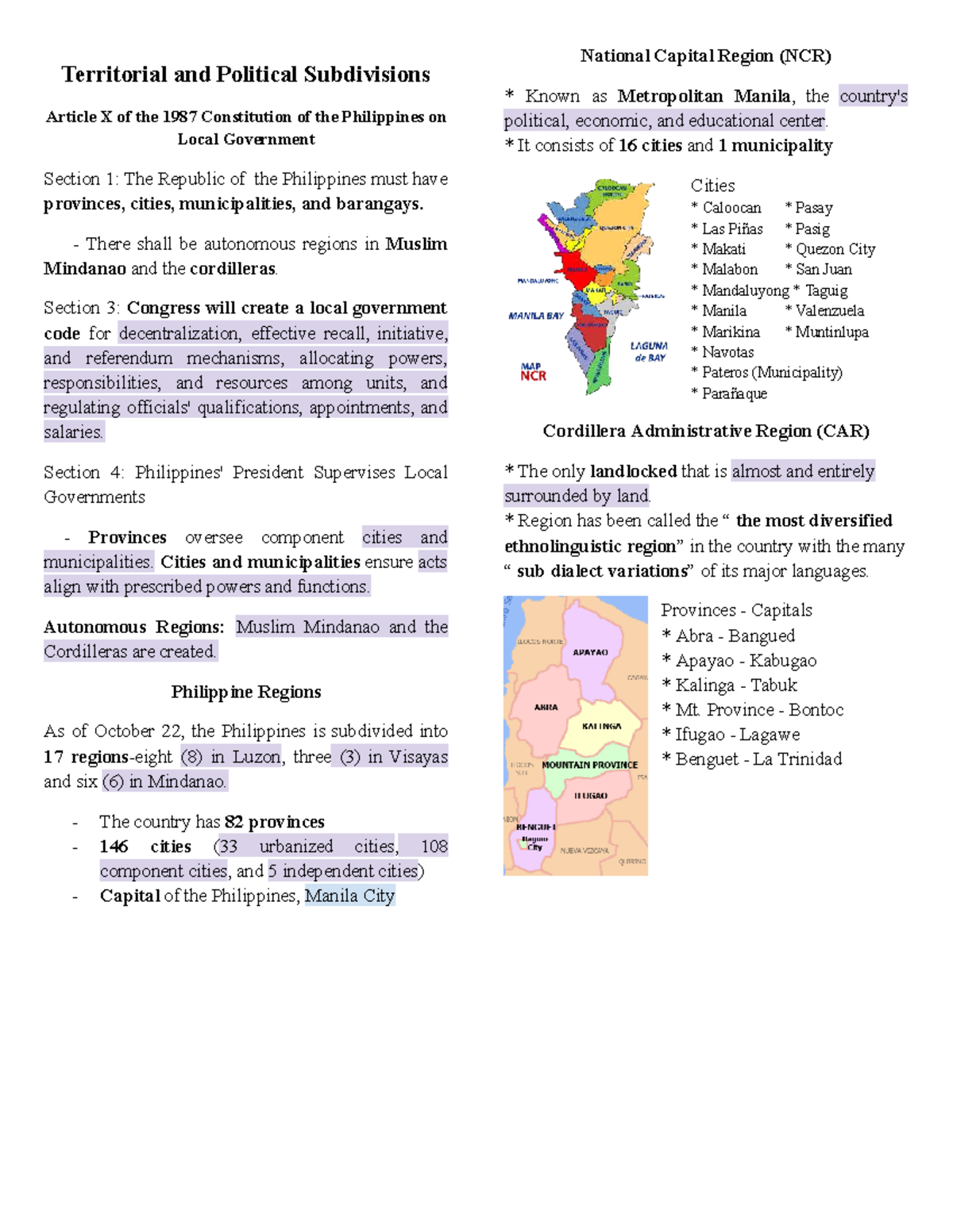 NCR Territorial and Political Subdivisions: A Comprehensive Review ...