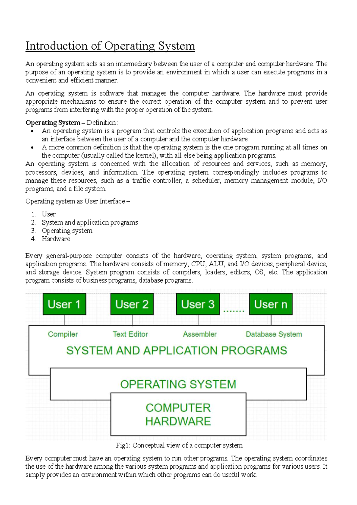 Introduction to Operating Systems: Concepts and Generations (CS101 ...