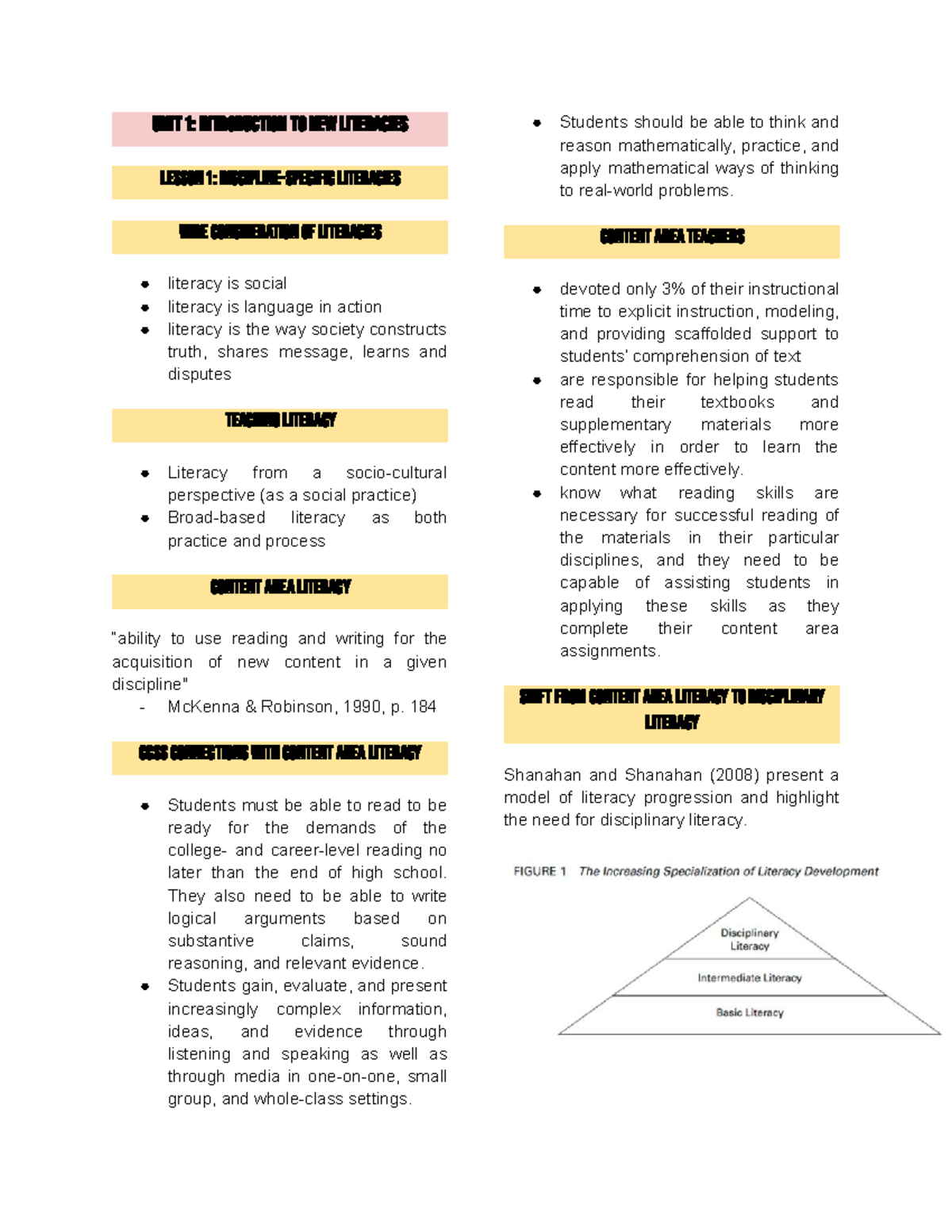 P Rofed 9: Unit 1 - Introduction to New Literacies Lesson Overview ...