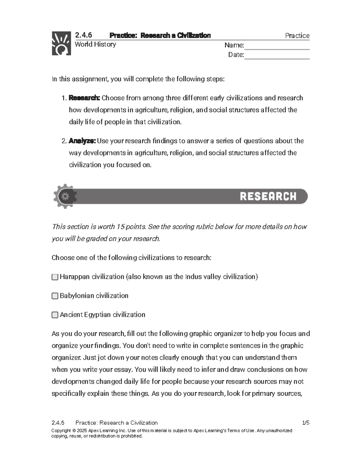 2.4.6 Practice: Analyzing Early Civilizations in World History - Studocu