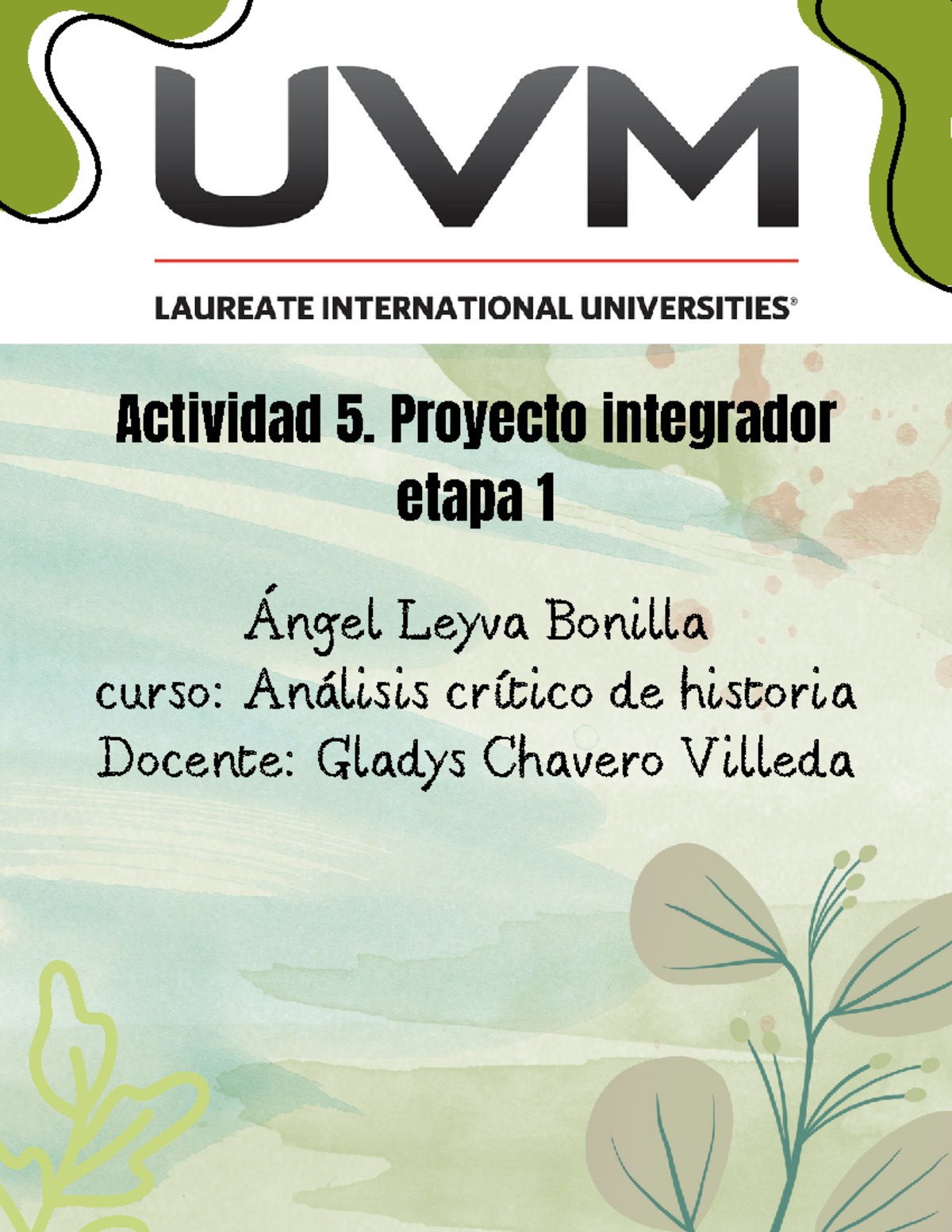 A5 Adjlb - La etapa 1 ejemplo de proyecto integrador - Actividad 5. Proyecto integrador etapa 1 ...