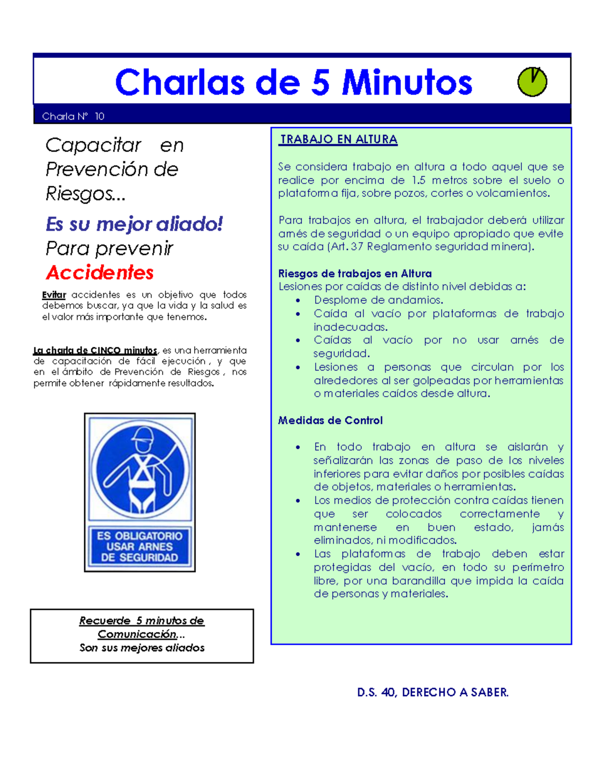 Platicas De Seguridad De 5 Minutos Pdf PDF) Charlas De 5 Minutos Por