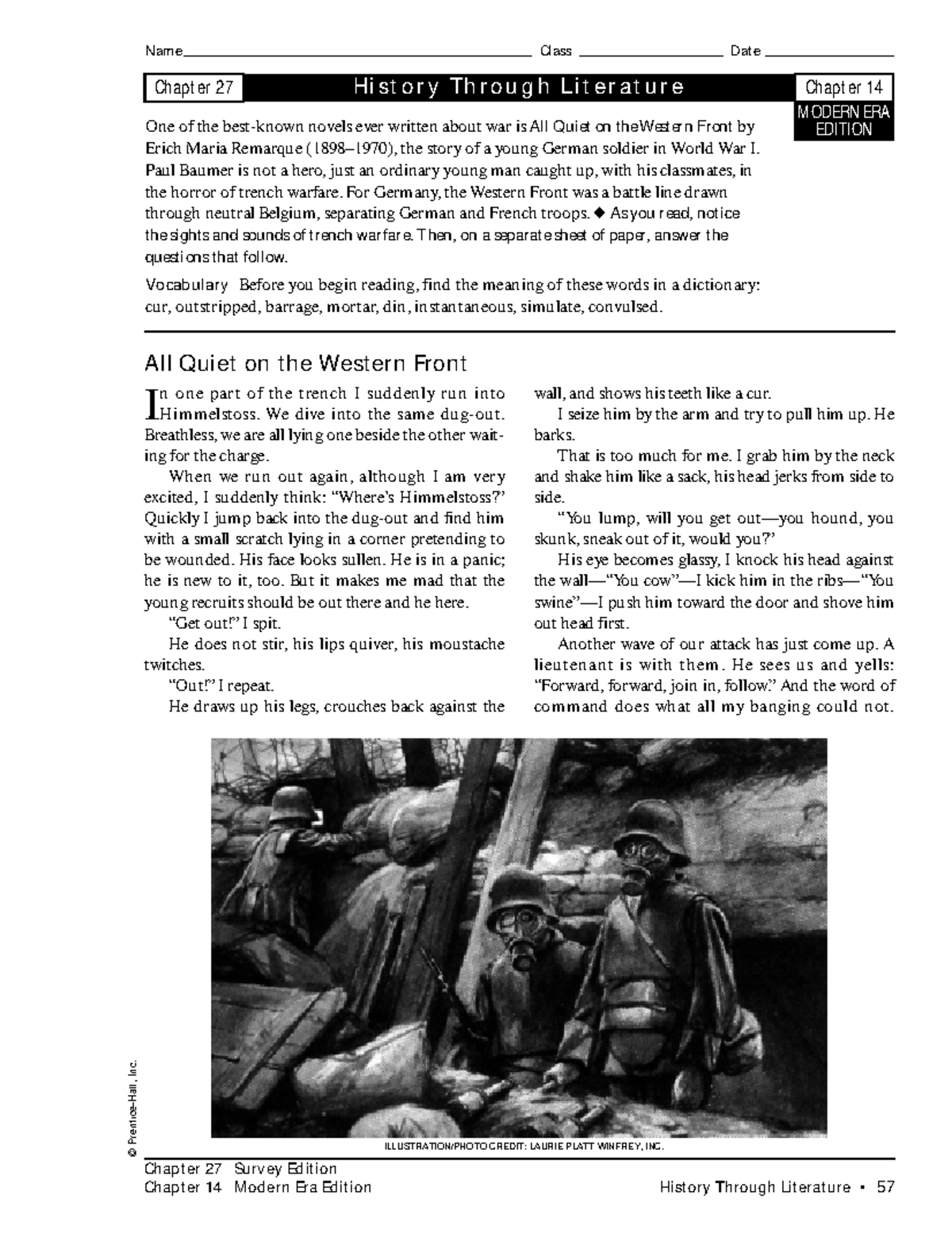 History Through Literature: All Quiet on the Western Front Excerpt (Ch ...